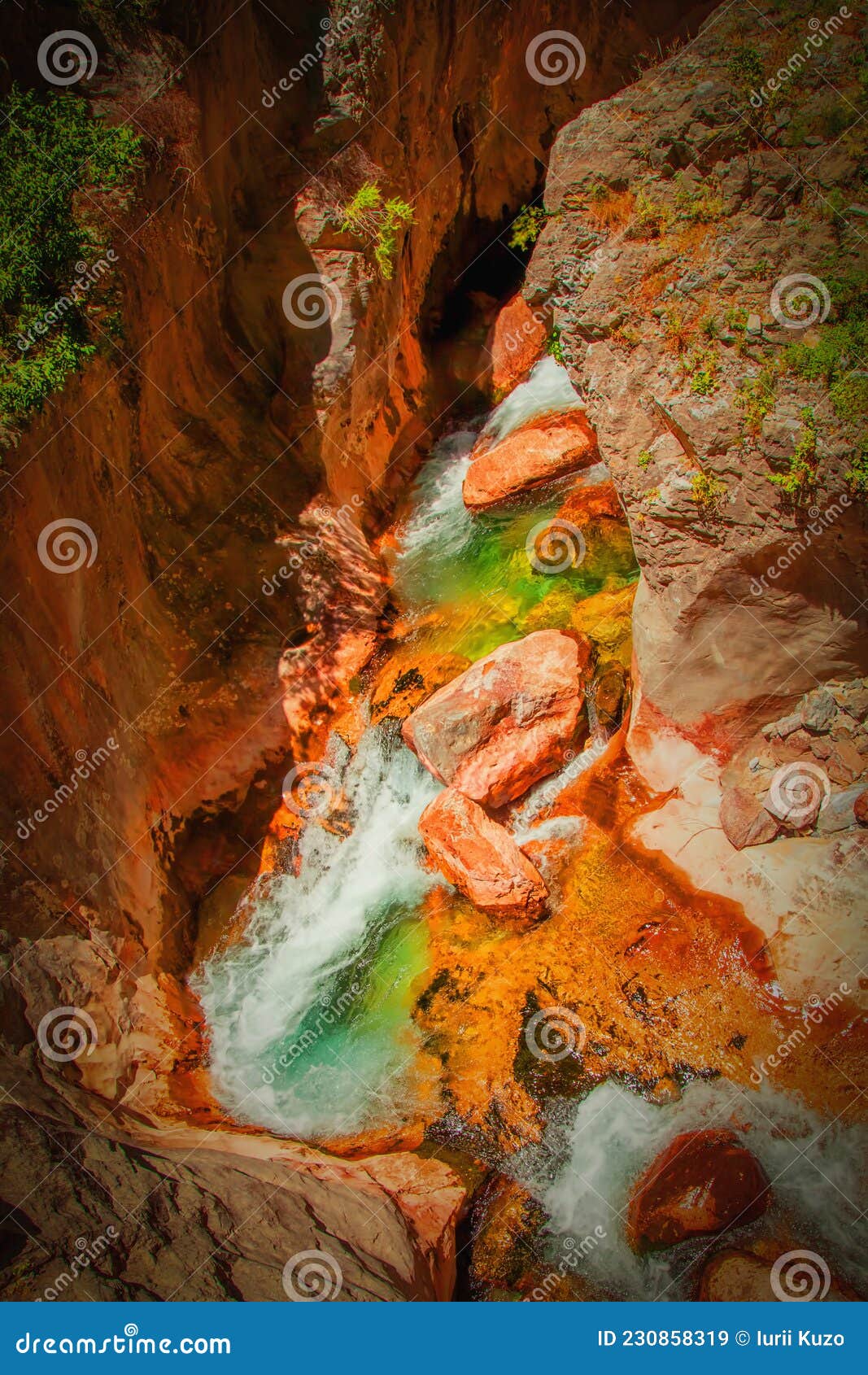 Wild Landscape of Stone Valley Landscape with Mountain River. Top View ...