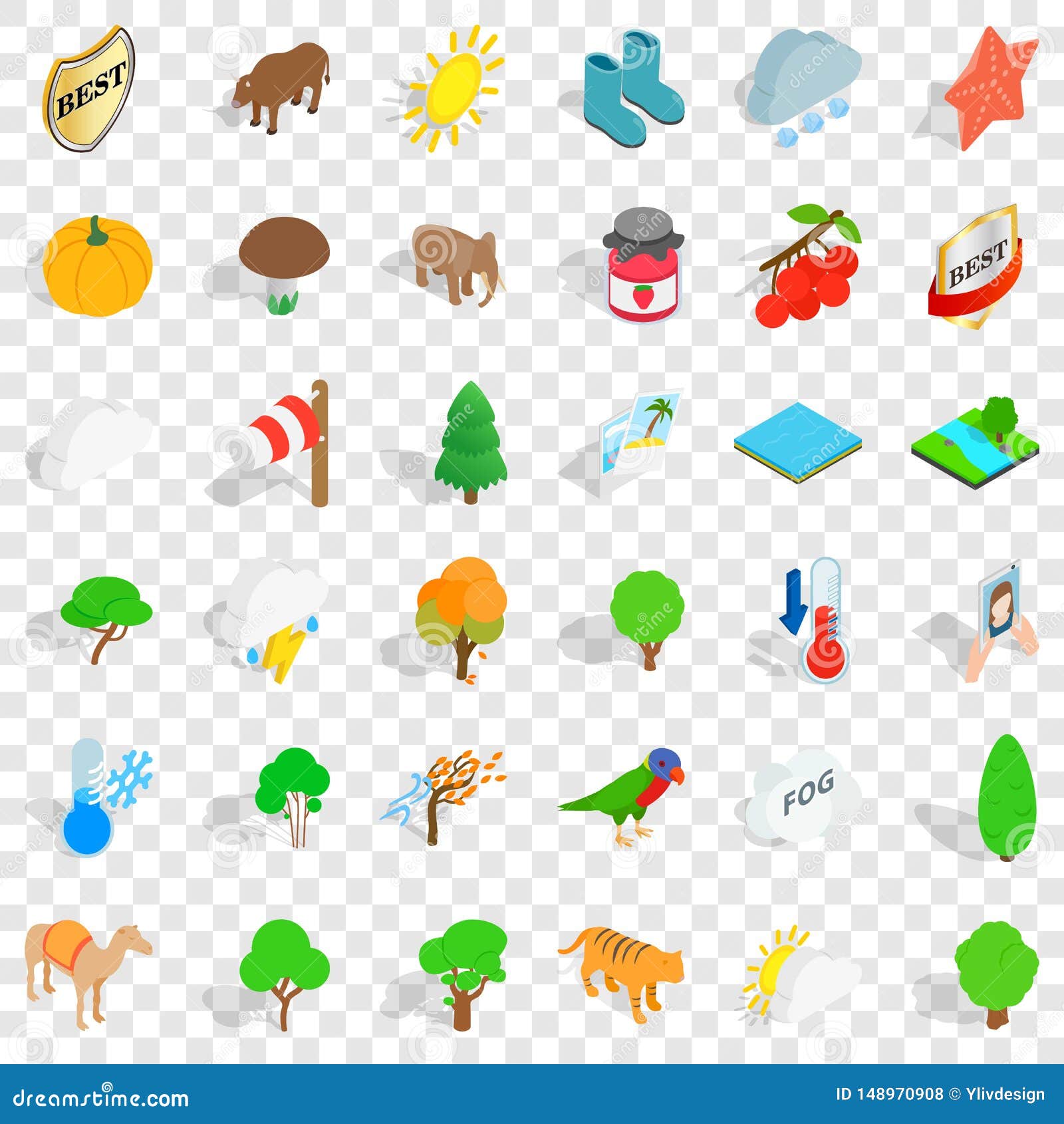 Wild Life Icons Set, Isometric Style Stock Vector - Illustration of ...
