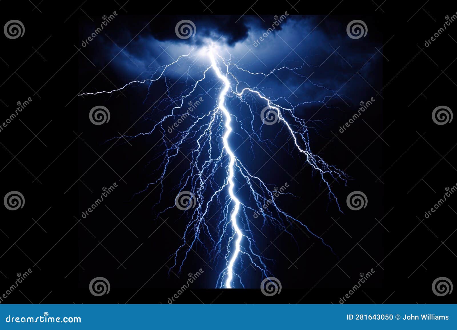 Wild Lightning Strike in Blue and White Stock Illustration ...