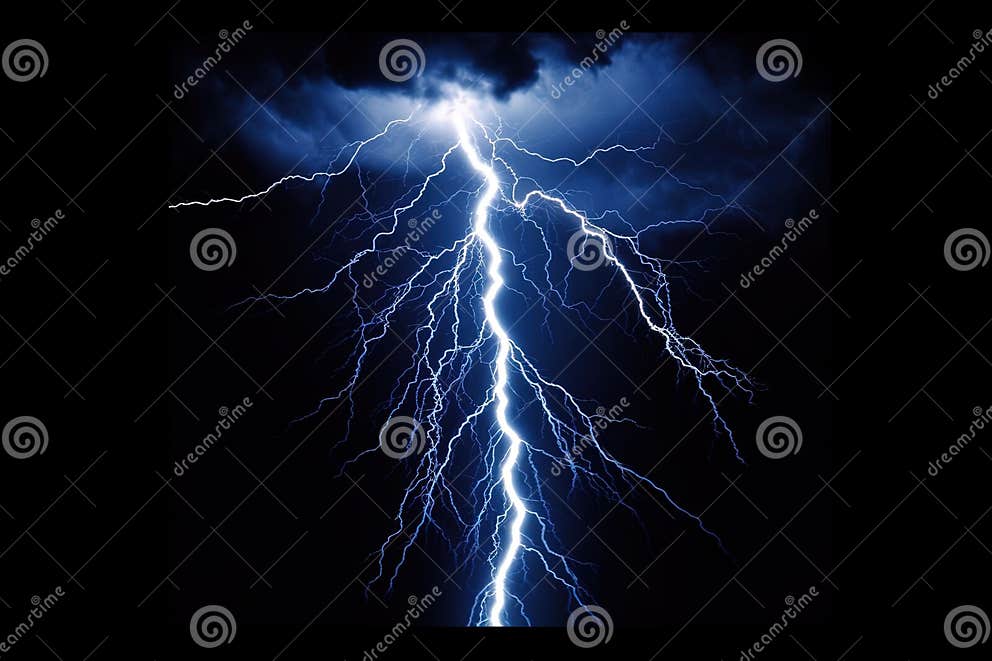 Wild Lightning Strike in Blue and White Stock Illustration ...