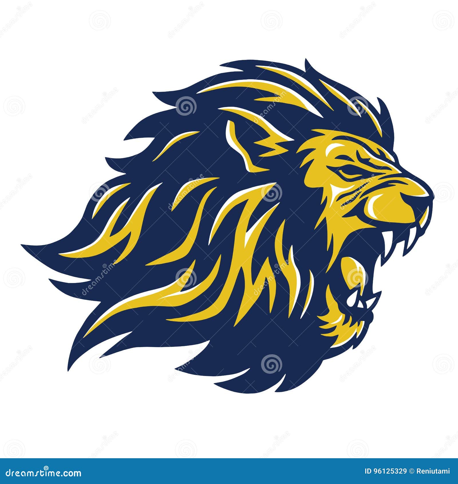Wild Lion Snarling Roaring On A Hill. Vector Illustration Logo Design ...