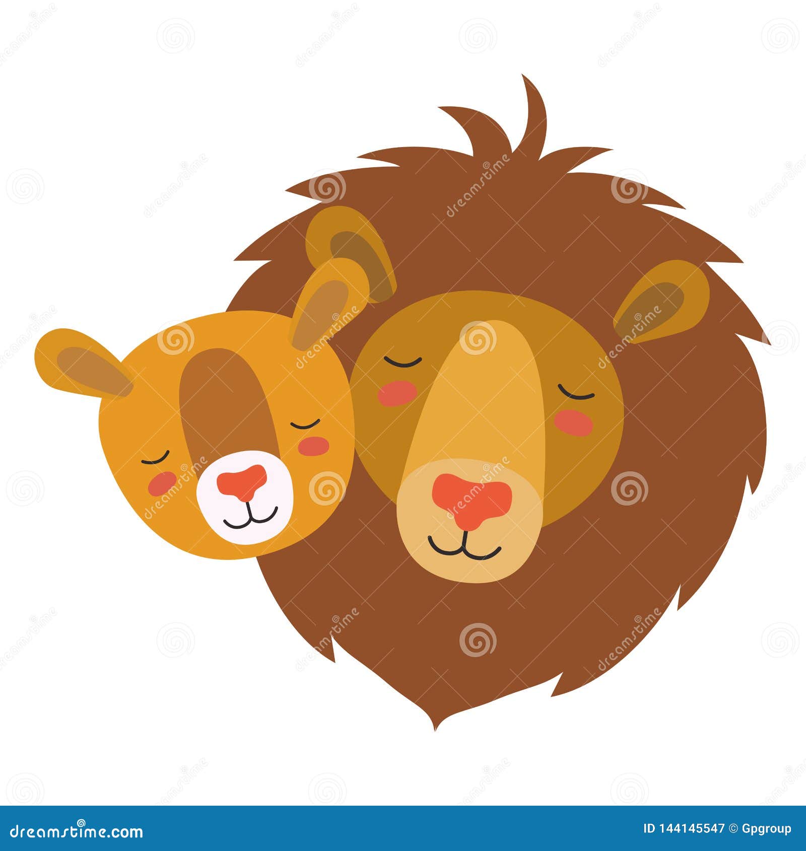 Wild lions couple heads stock vector. Illustration of power - 144145547