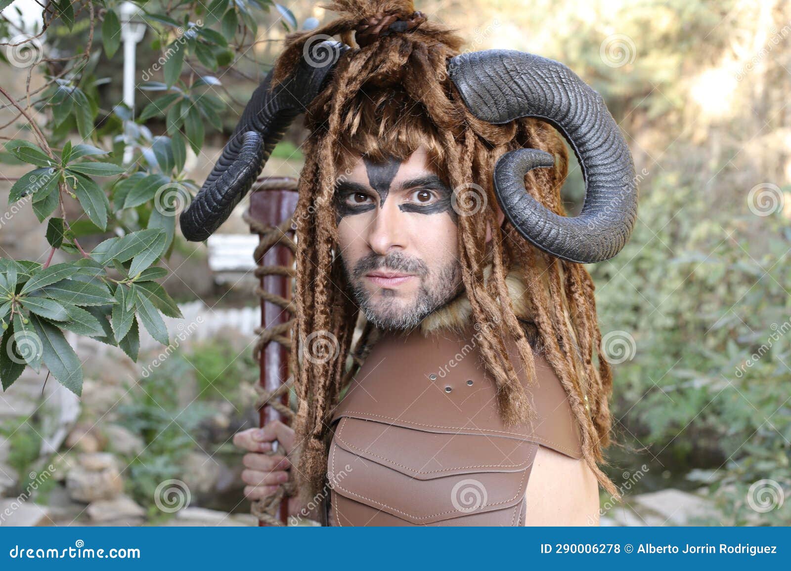 Wild Looking Warrior in the Forest Stock Photo - Image of mythology ...