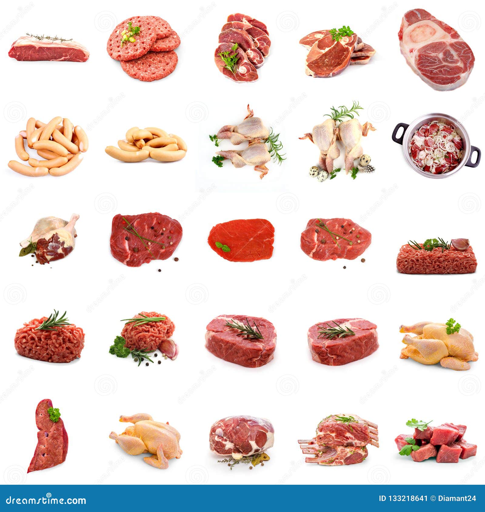 Wild Meat Collage, Isolated Stock Image - Image of protein, roast ...
