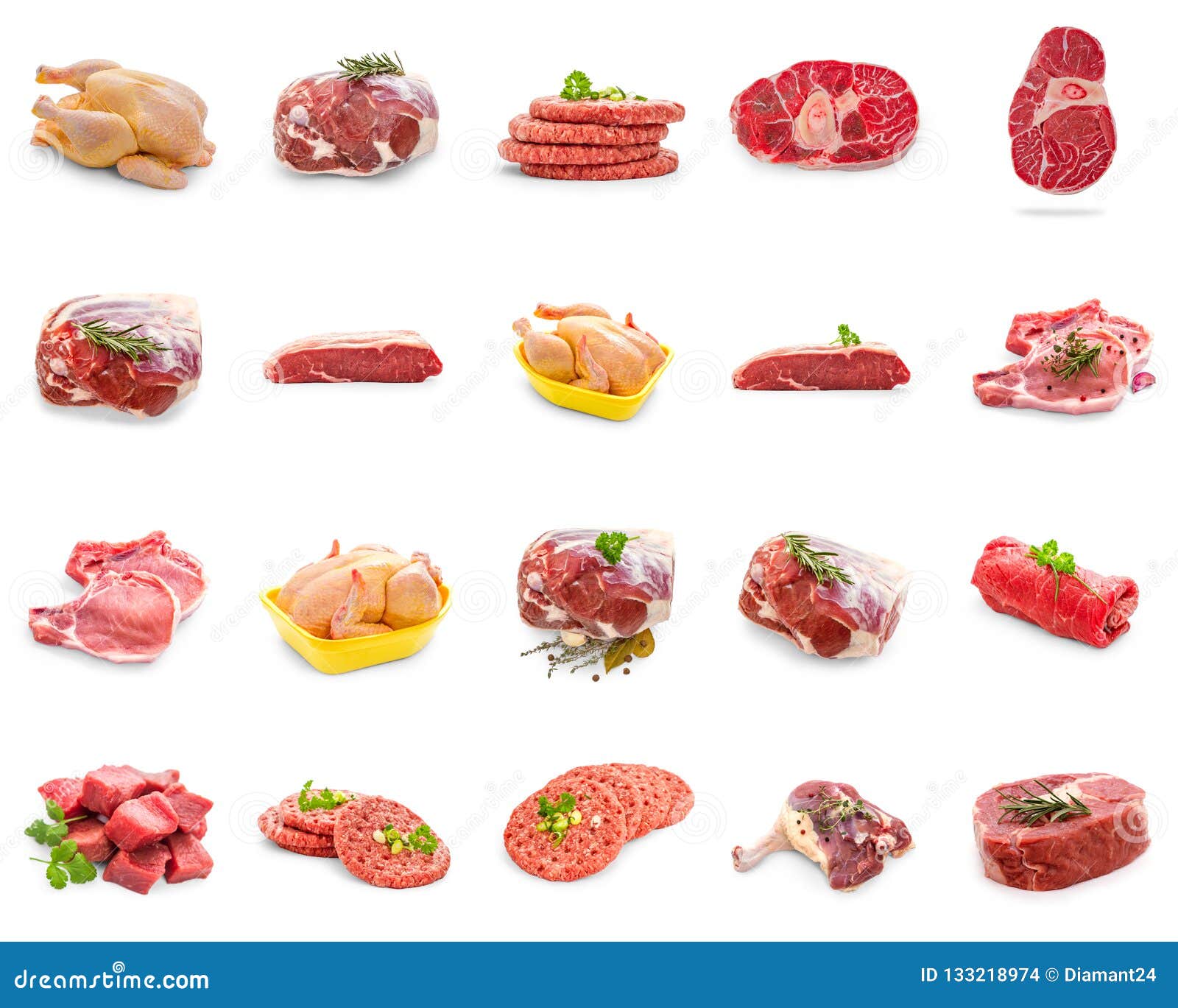 Wild Meat Collage, Isolated Stock Photo - Image of diet, food: 133218974