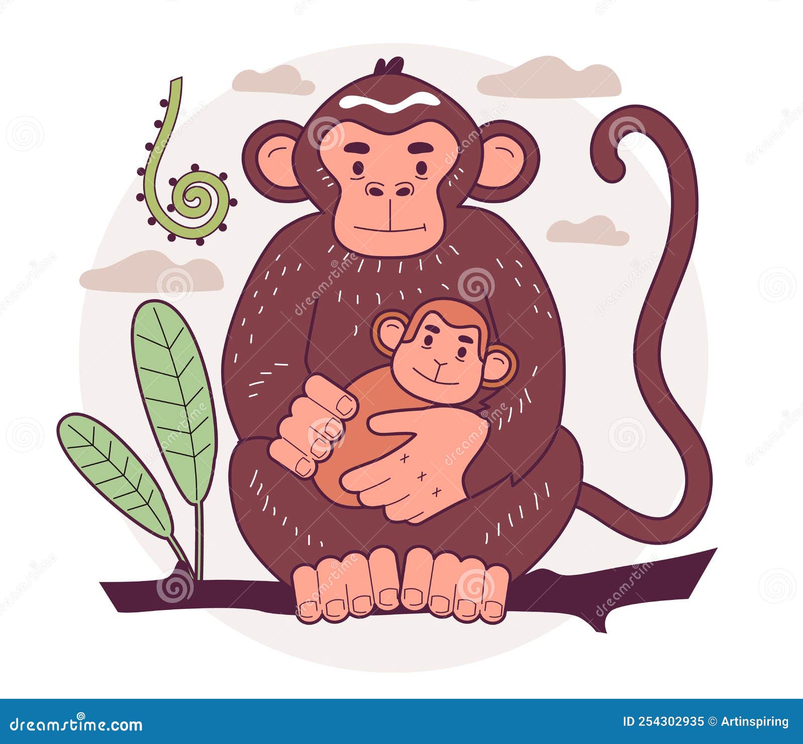 Wild Monkey With A Baby. Human Evolution Theory. Humanity Ancestors ...