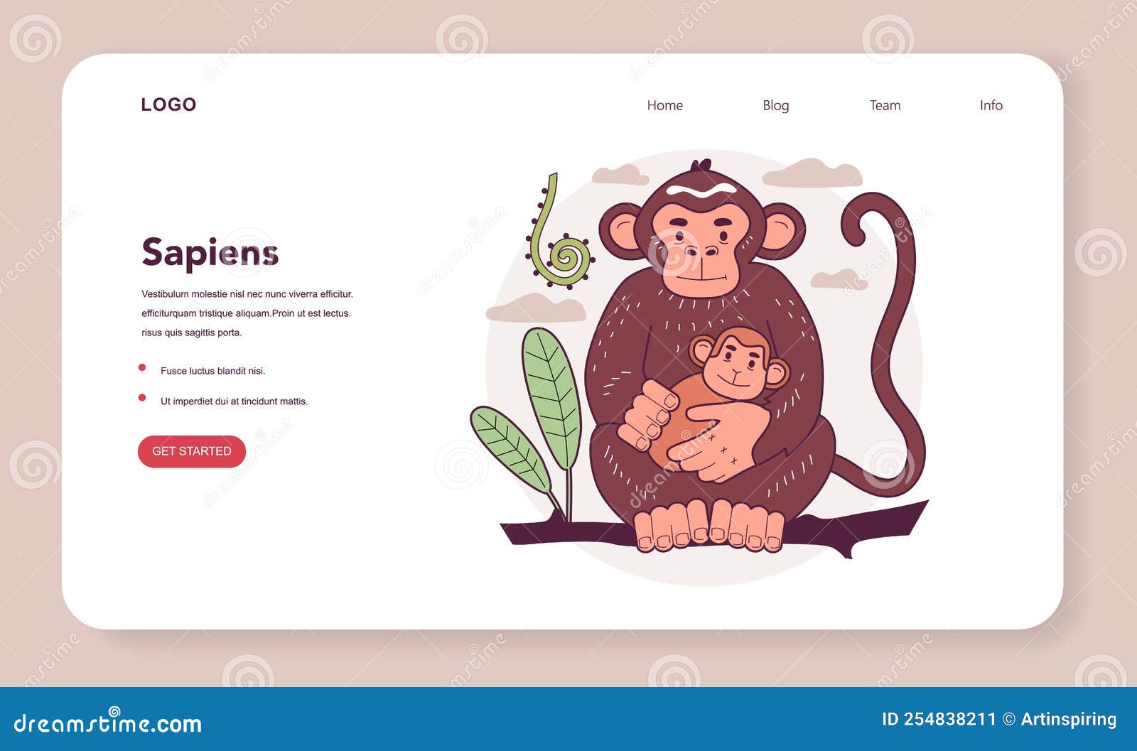 Wild Monkey with a Baby. Human Evolution Theory Stock Vector ...