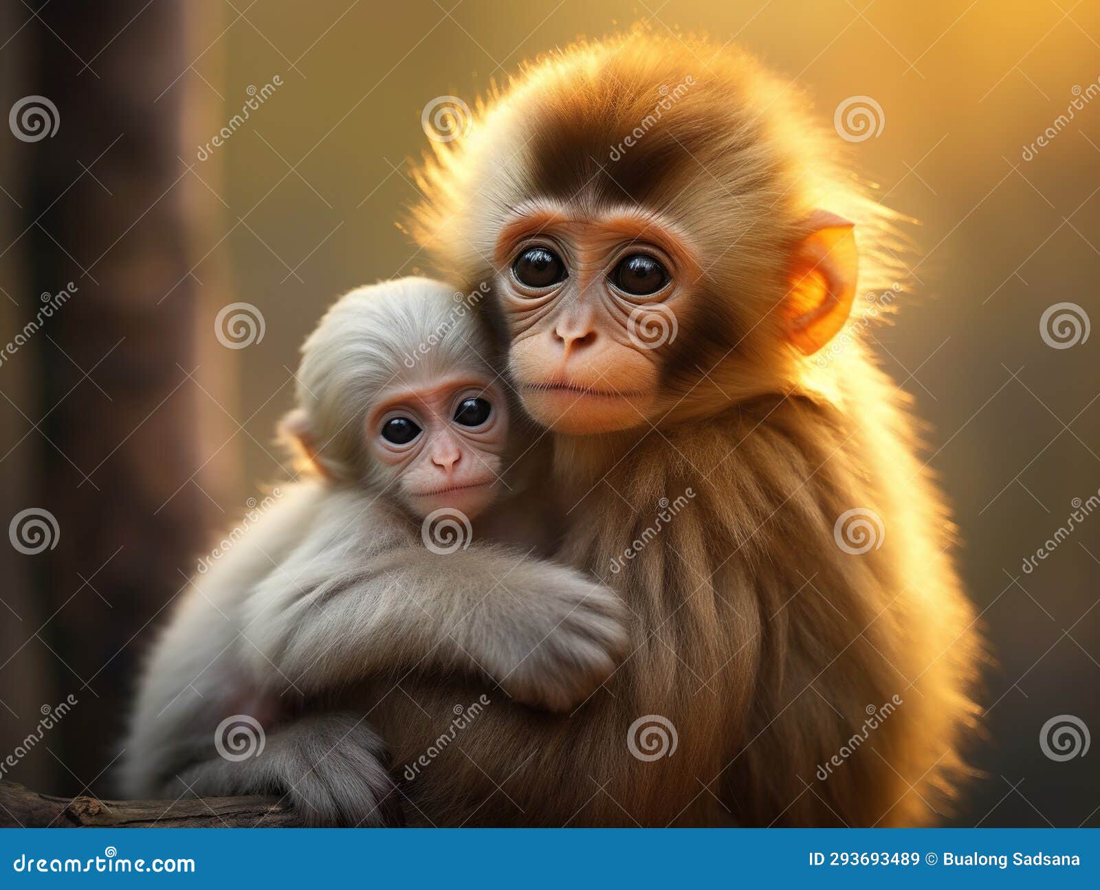 Wild Monkey With A Baby. Human Evolution Theory. Humanity Ancestors ...