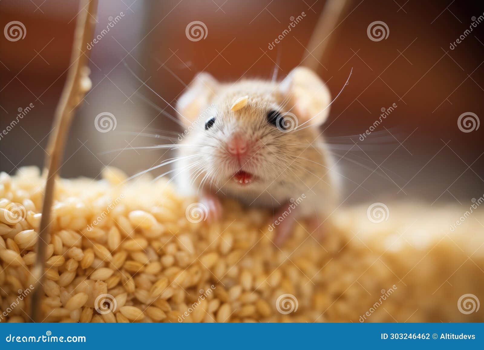 Wild Mouse with a Cheek Full of Rice Grains Stock Illustration ...