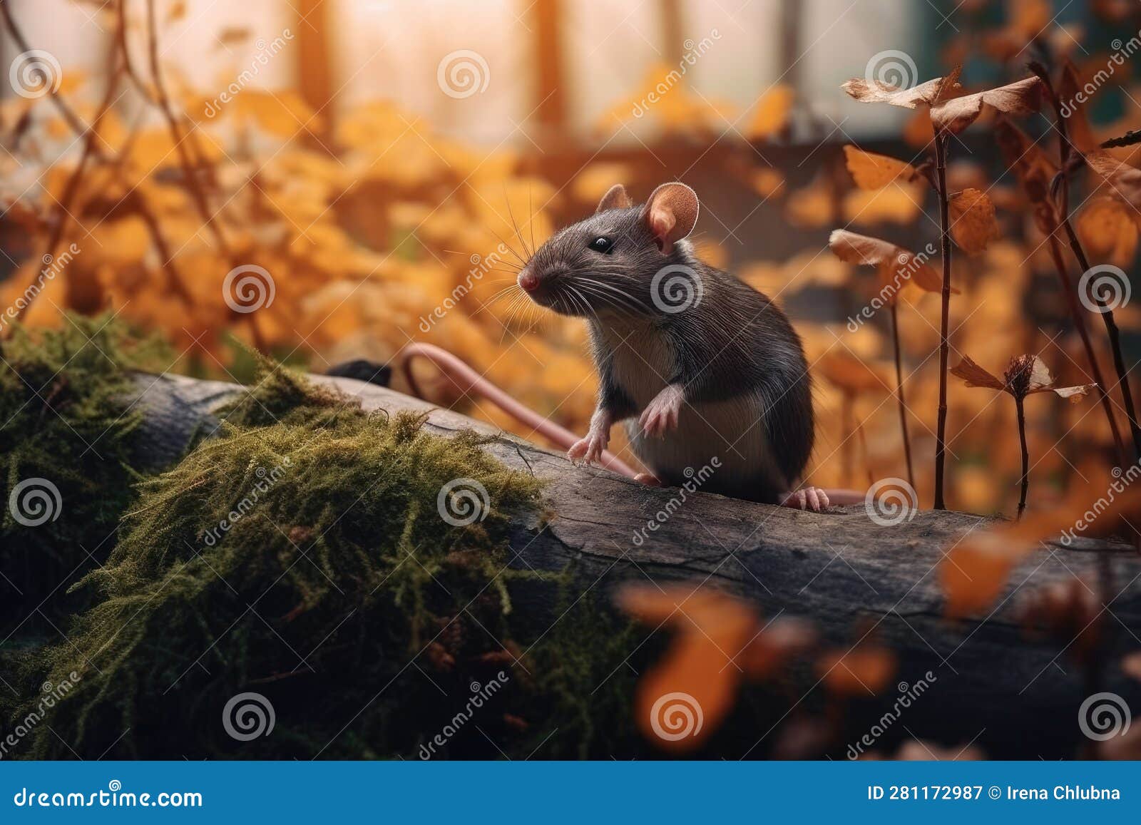 Wild Mouse Resting on the Forest Floor with Lush Green Vegetation ...