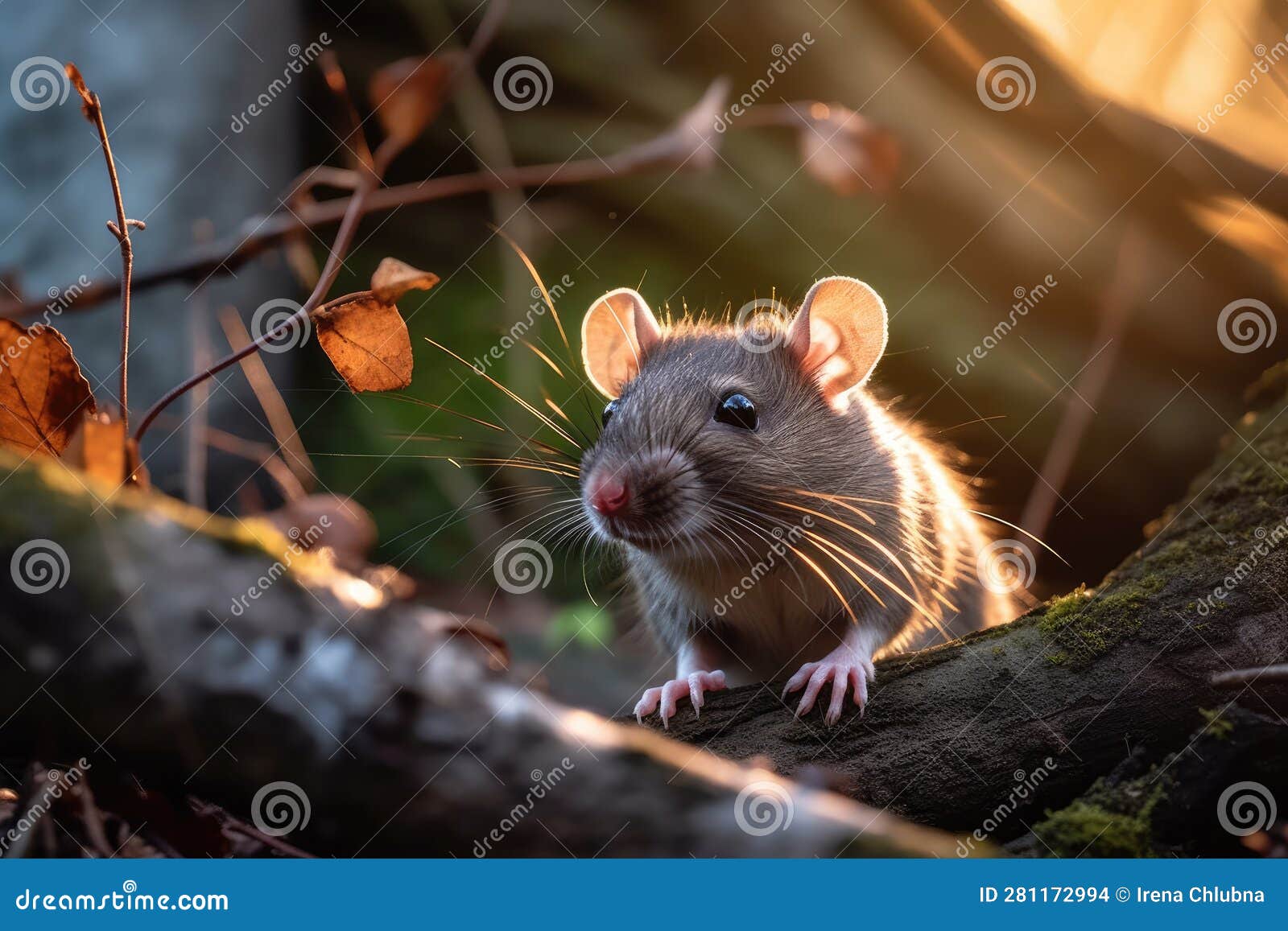 Wild Mouse Resting on the Forest Floor with Lush Green Vegetation ...