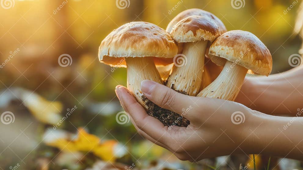 Wild Mushroom Foraging in the Forest Stock Image - Image of mushroom ...