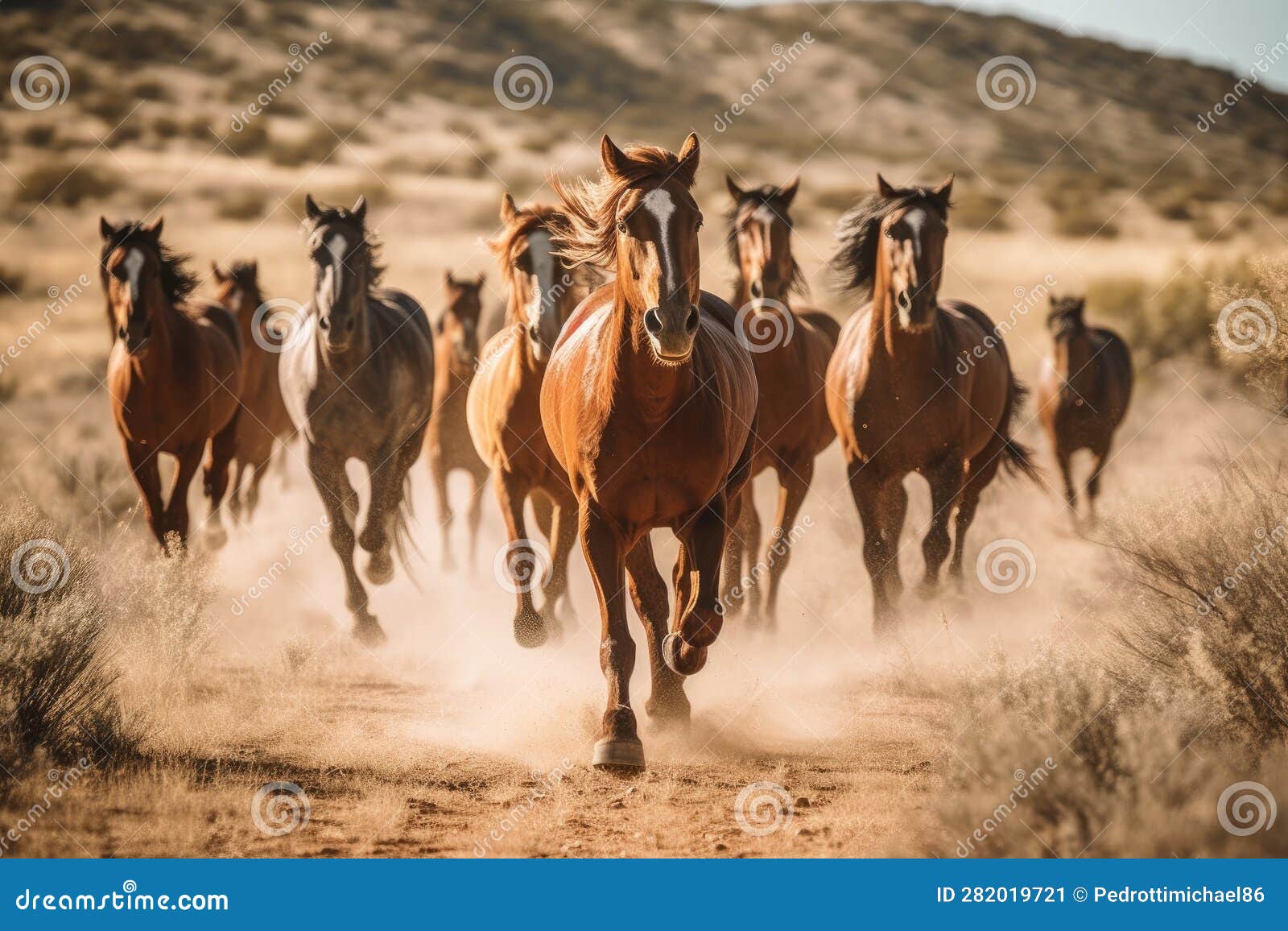 Wild Mustangs Untamed Equines Stock Illustration - Illustration of ...