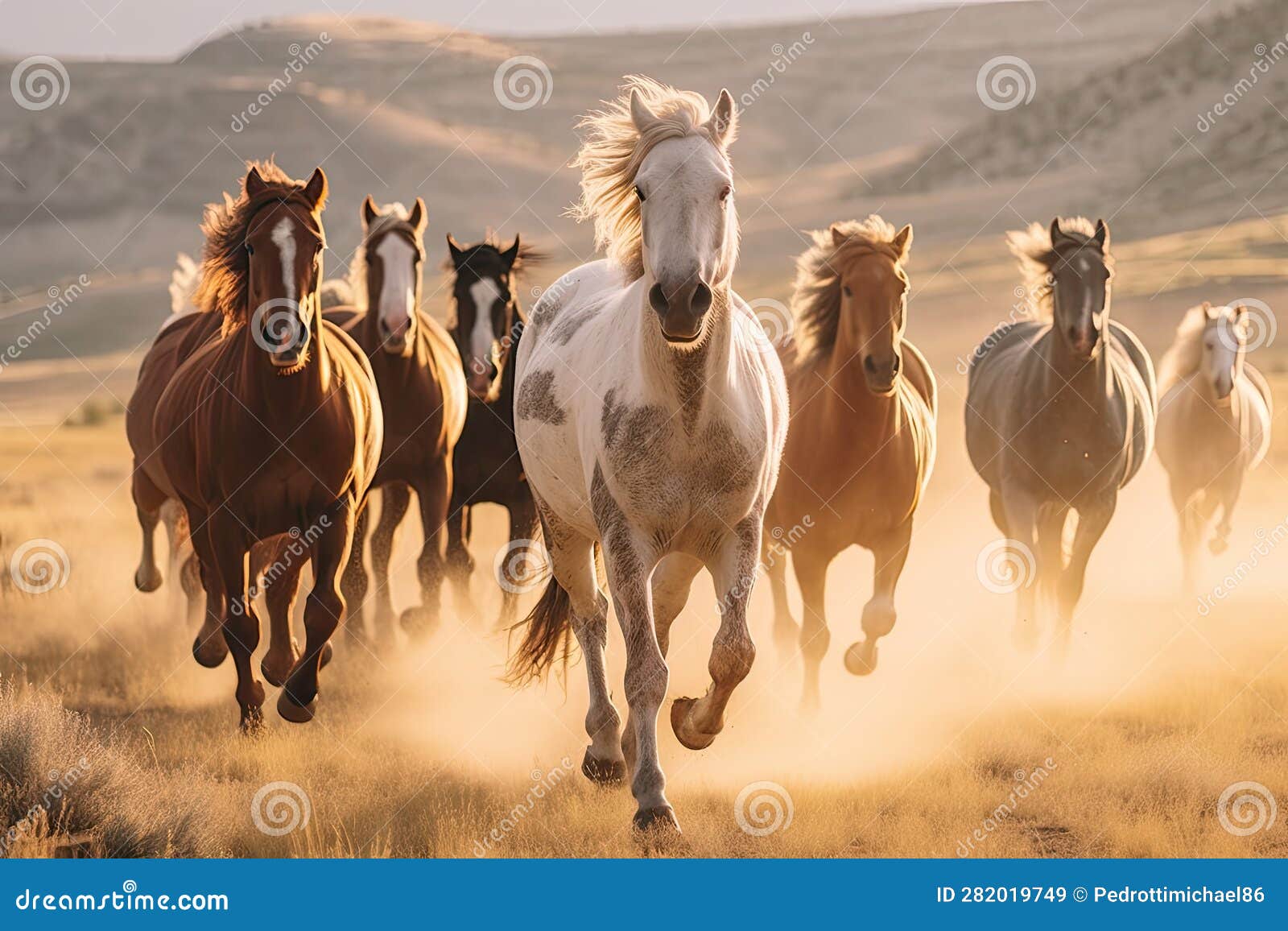 Wild Mustangs Untamed Equines Stock Illustration - Illustration of ...