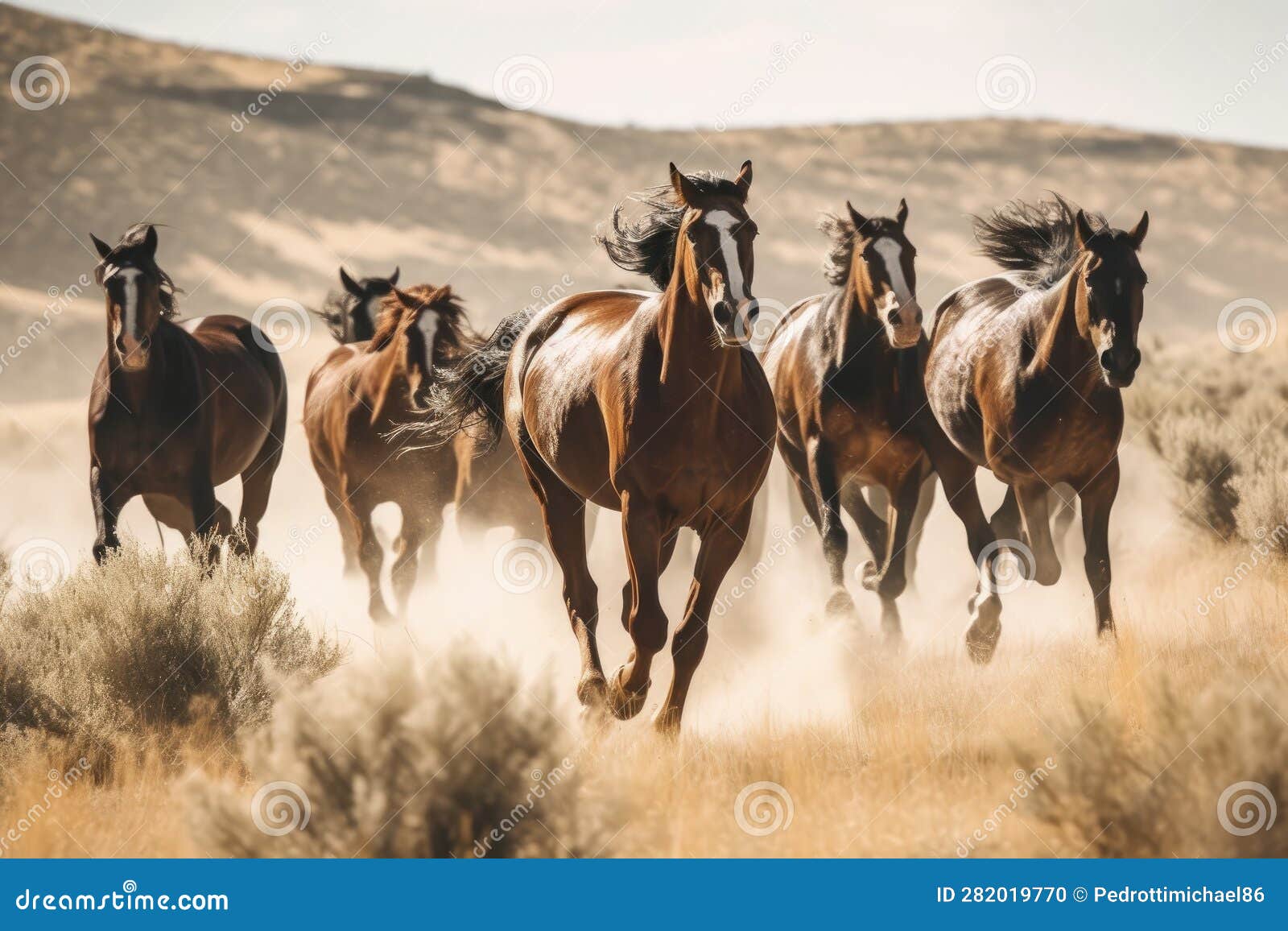 Wild Mustangs Untamed Equines Stock Photo - Image of primate, galloping ...