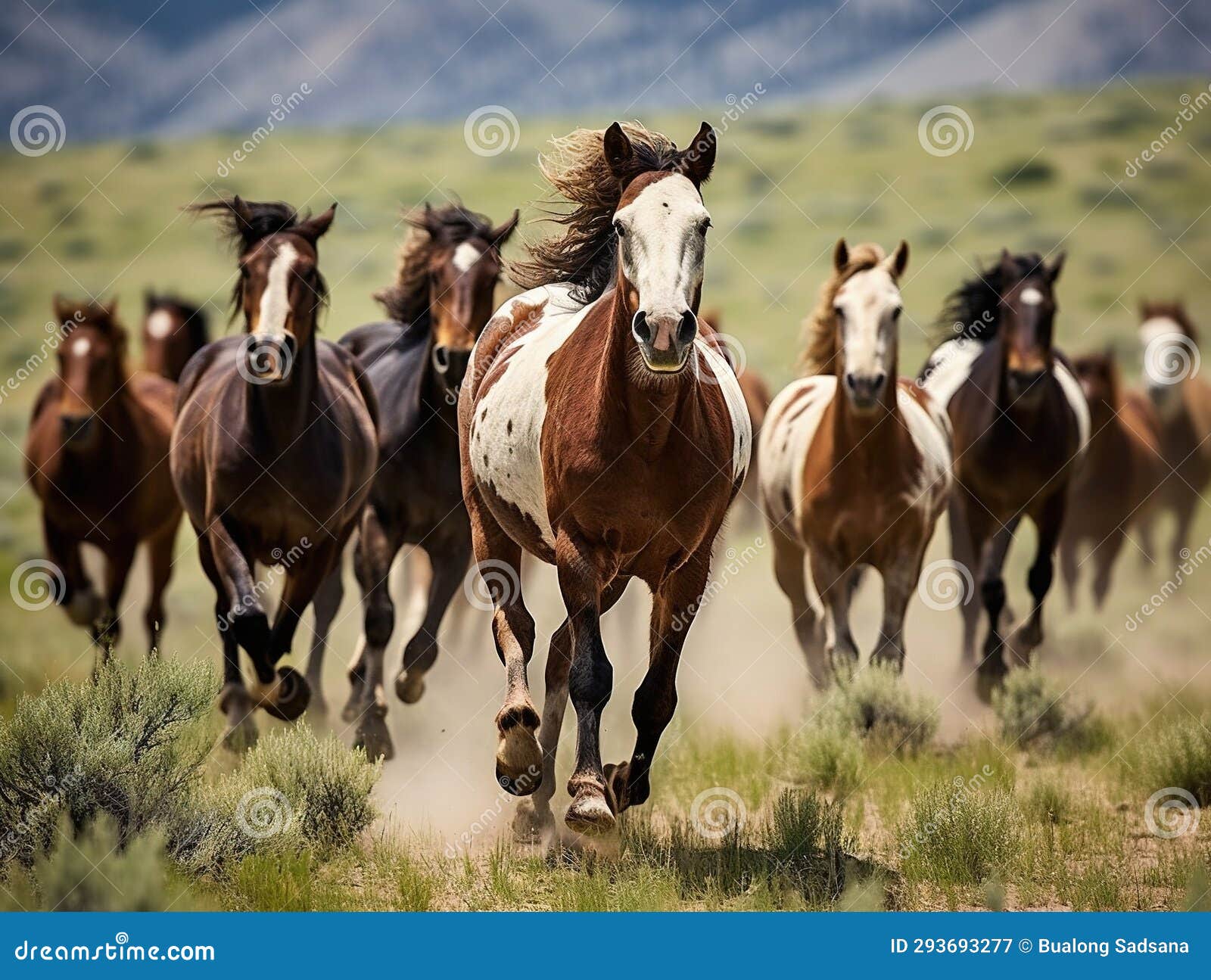 Wild Mustangs stock illustration. Illustration of animal - 293693277