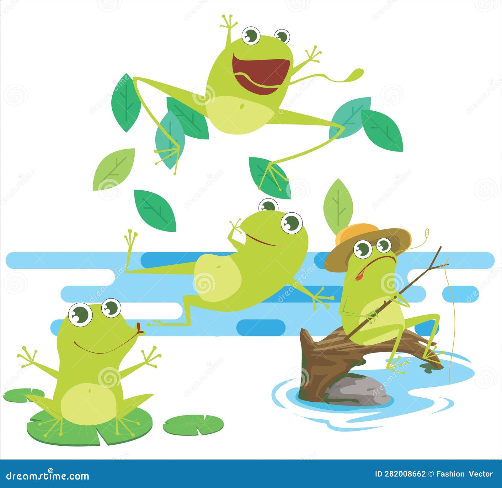 Wild Nature Background Stylized Green Frogs Print Vector Stock Vector ...