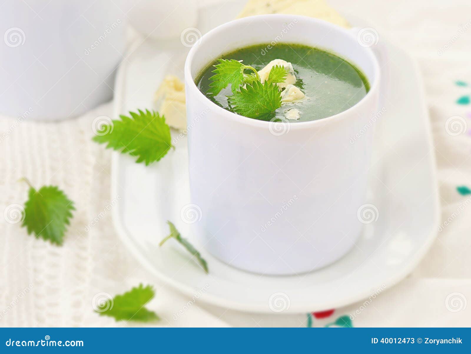 Wild Nettle Cream Soup with Blue Cheese . Stock Image - Image of ...
