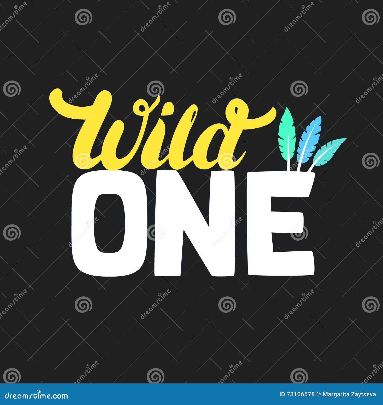 Wild One Design for Baby Tee Print. First Birthday Stock Vector ...