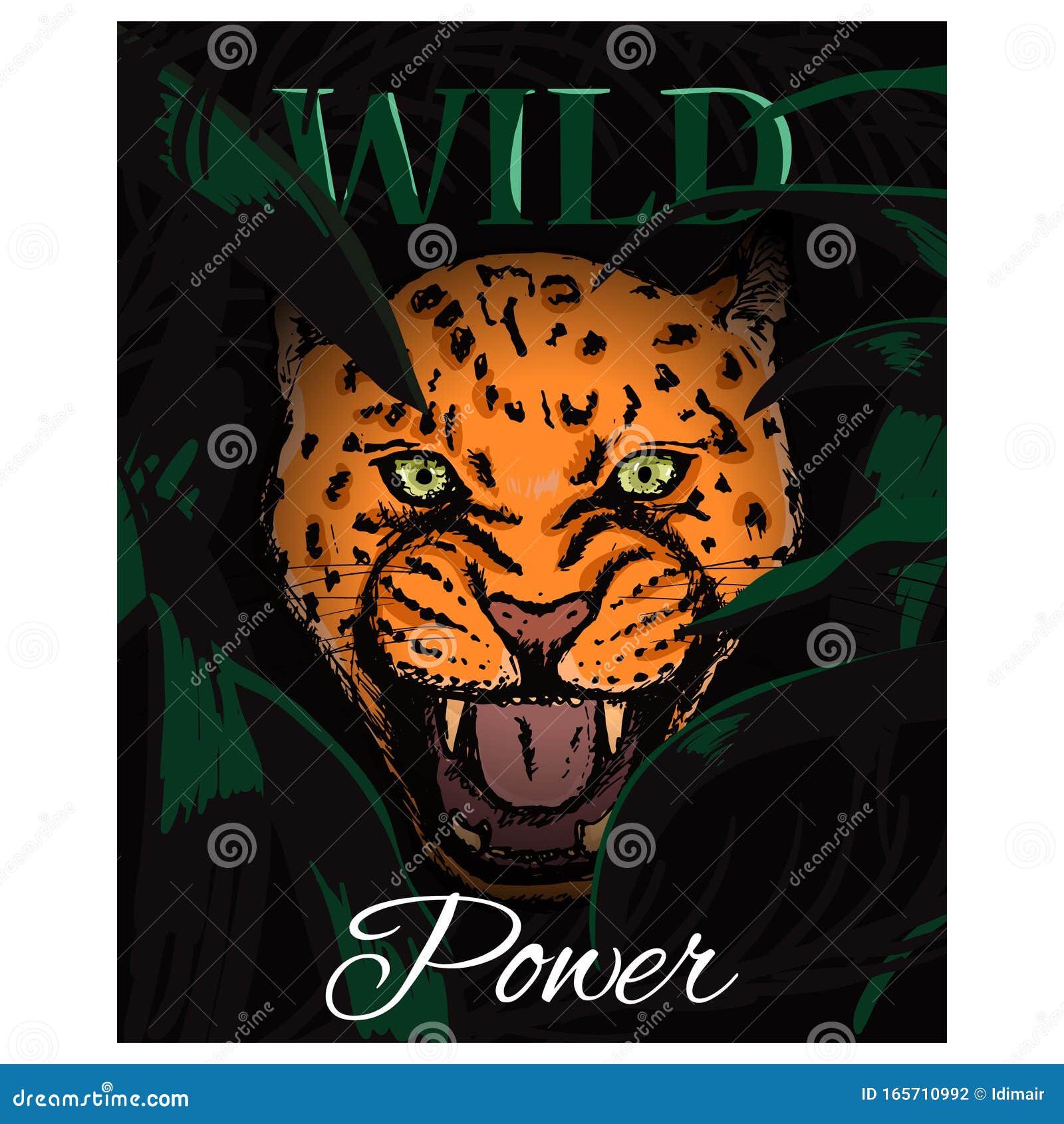 Wild Power Slogan with Amur Leopard Face. Vector Stock Vector ...