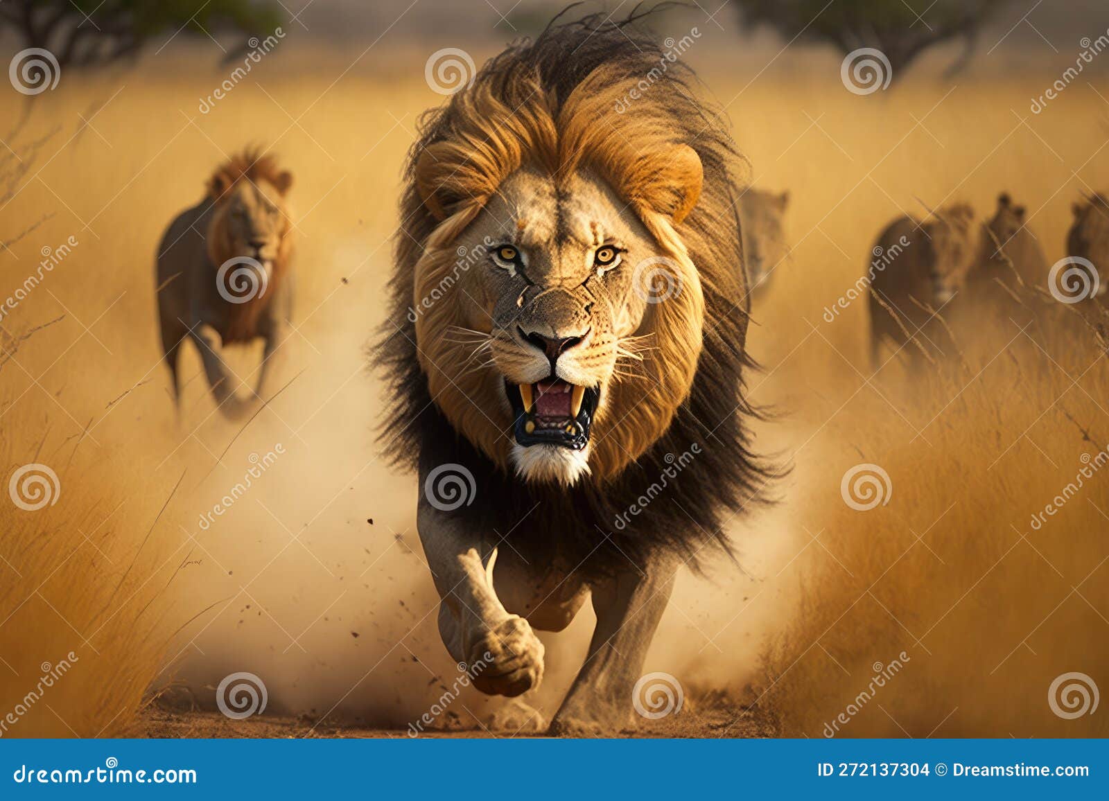 Wild Predator with Bared Teeth and Intent Eyes in Attack Stance ...