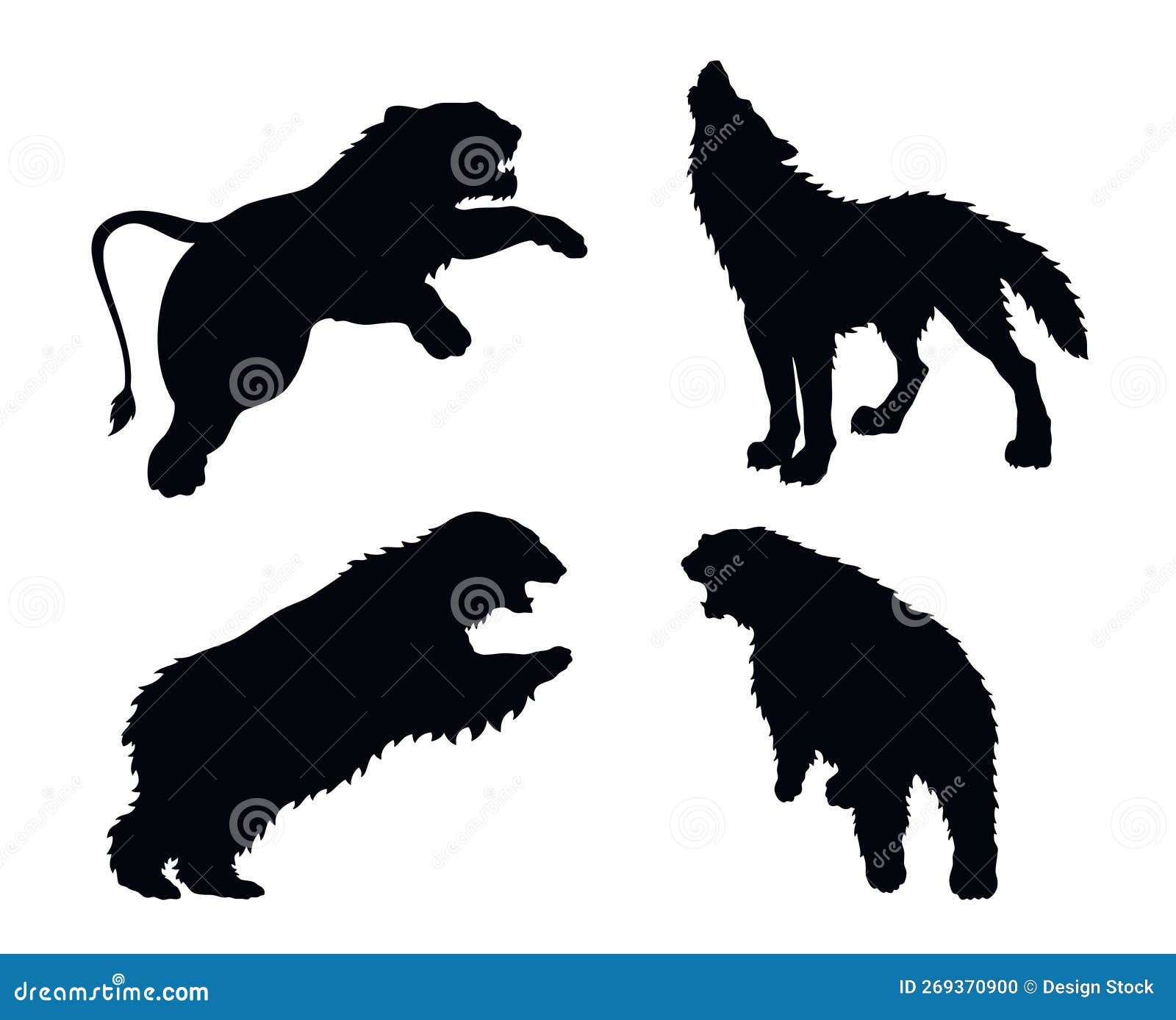 Wild Predators Isolated Vector Silhouettes Stock Vector - Illustration ...