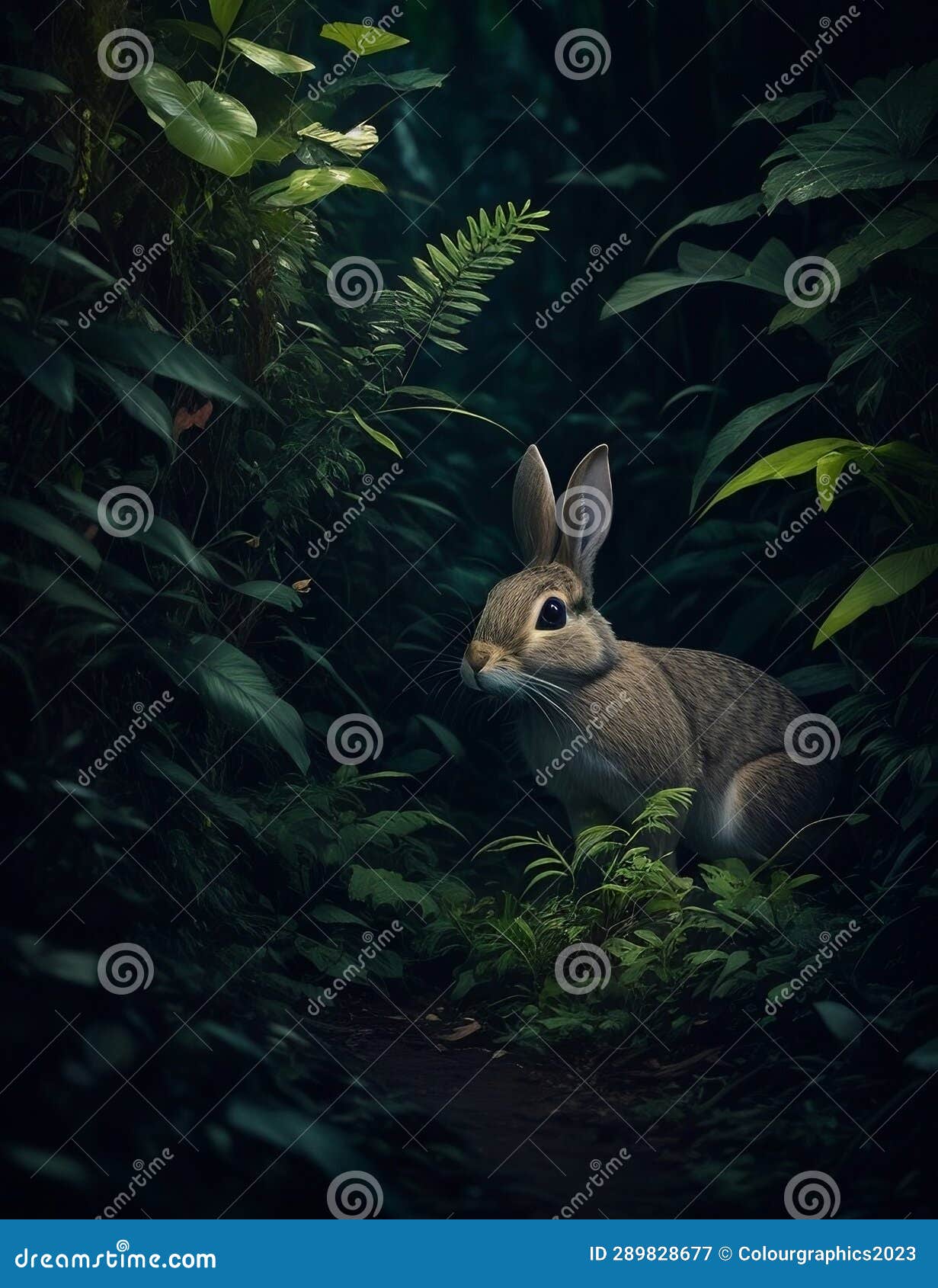 A Wild Rabbit in Dark Jungle Stock Image - Image of animal, wildlife ...