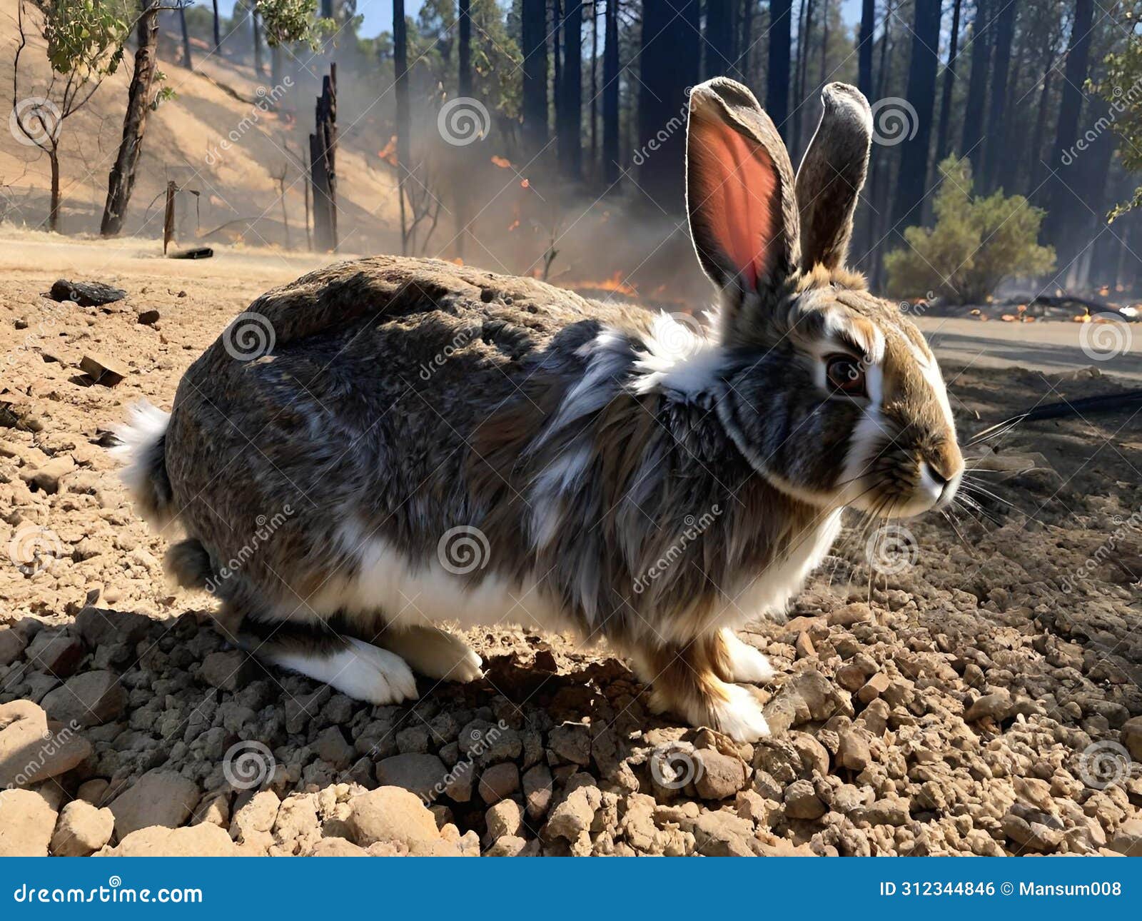 Wild rabbit in the forest stock illustration. Illustration of funny ...