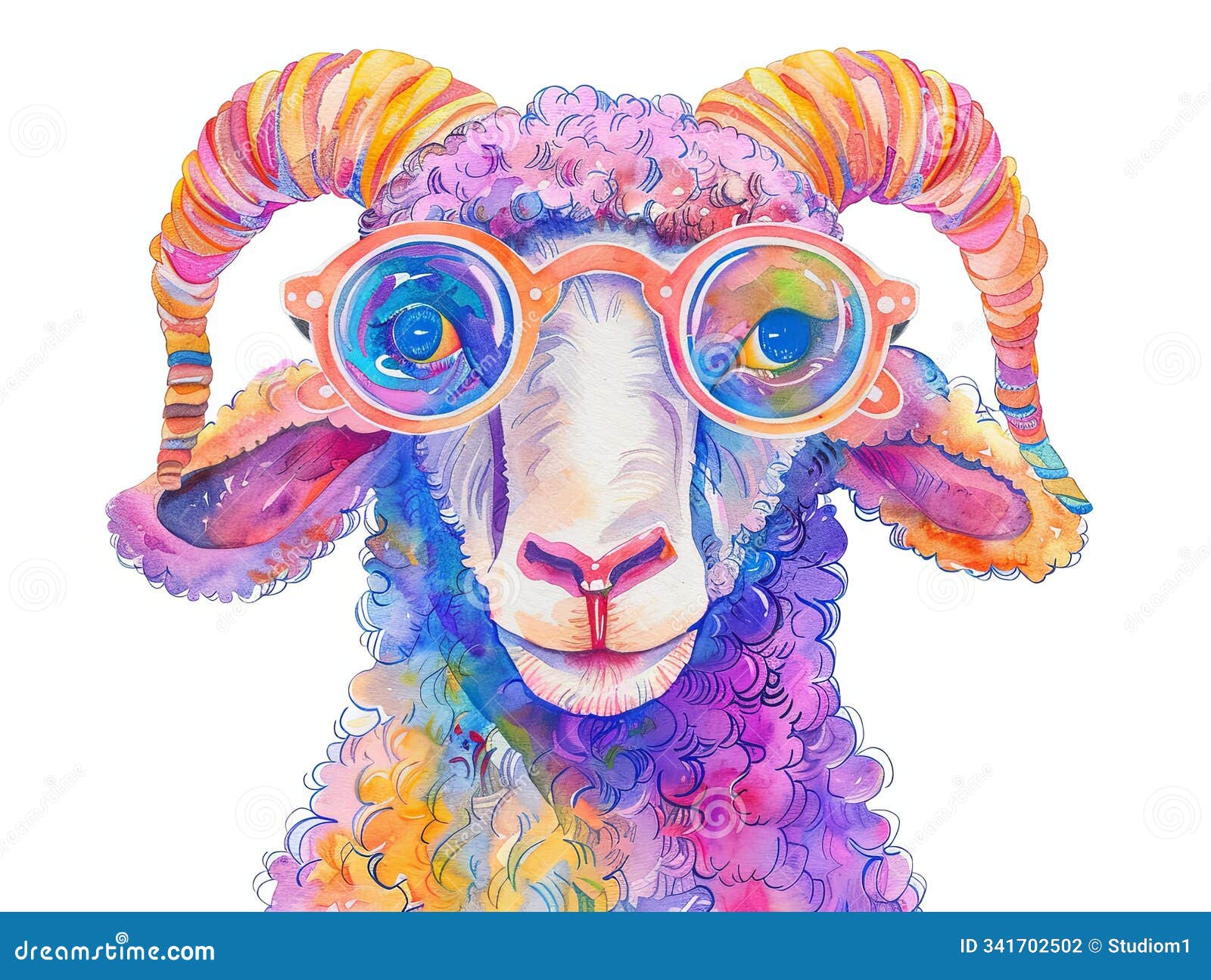 Wild Ram Drawn with Bright Colors. Colorful Image of Wild Ram for ...