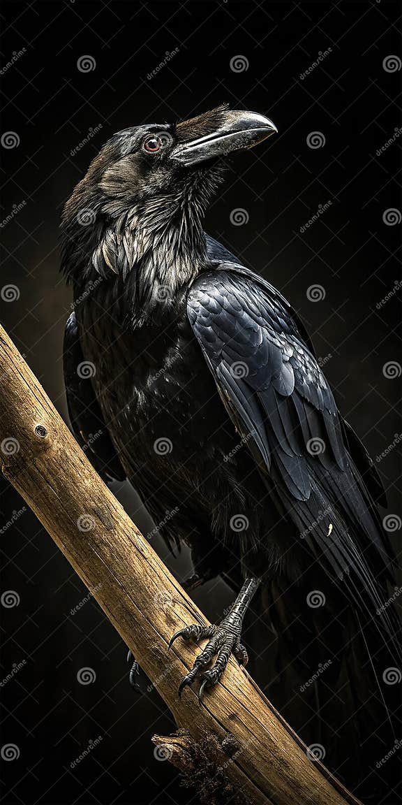 Wild Raven in a Studio with Dark Lighting Stock Illustration ...