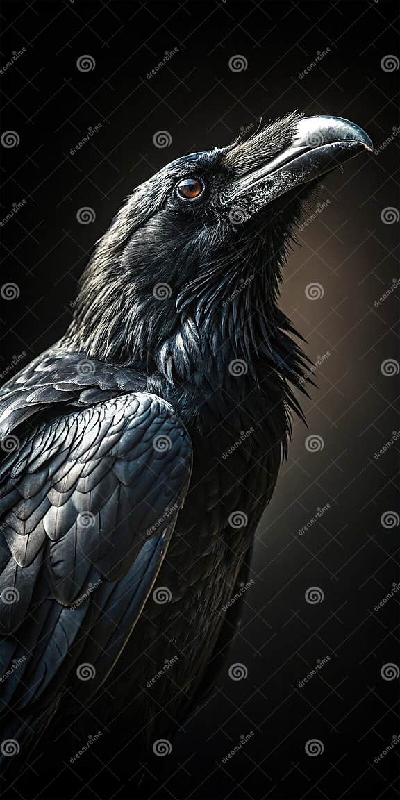 Wild Raven in a Studio with Dark Lighting Stock Illustration ...