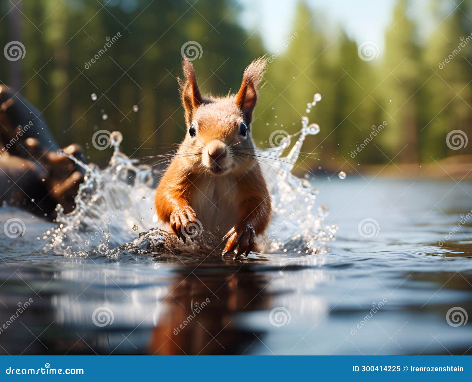 Wild Red Squirrel Jumps in the Water Stock Image - Image of exploration ...