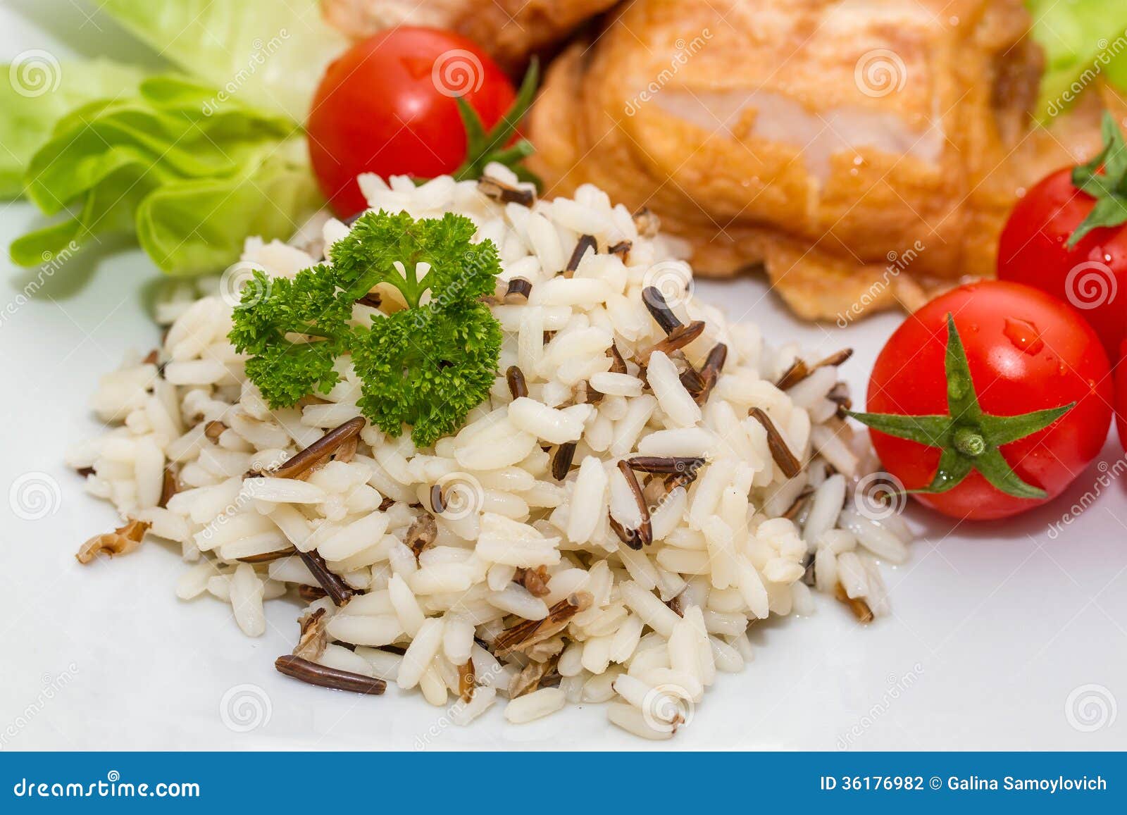 Wild rice with salmon stock photo. Image of vegetables - 36176982