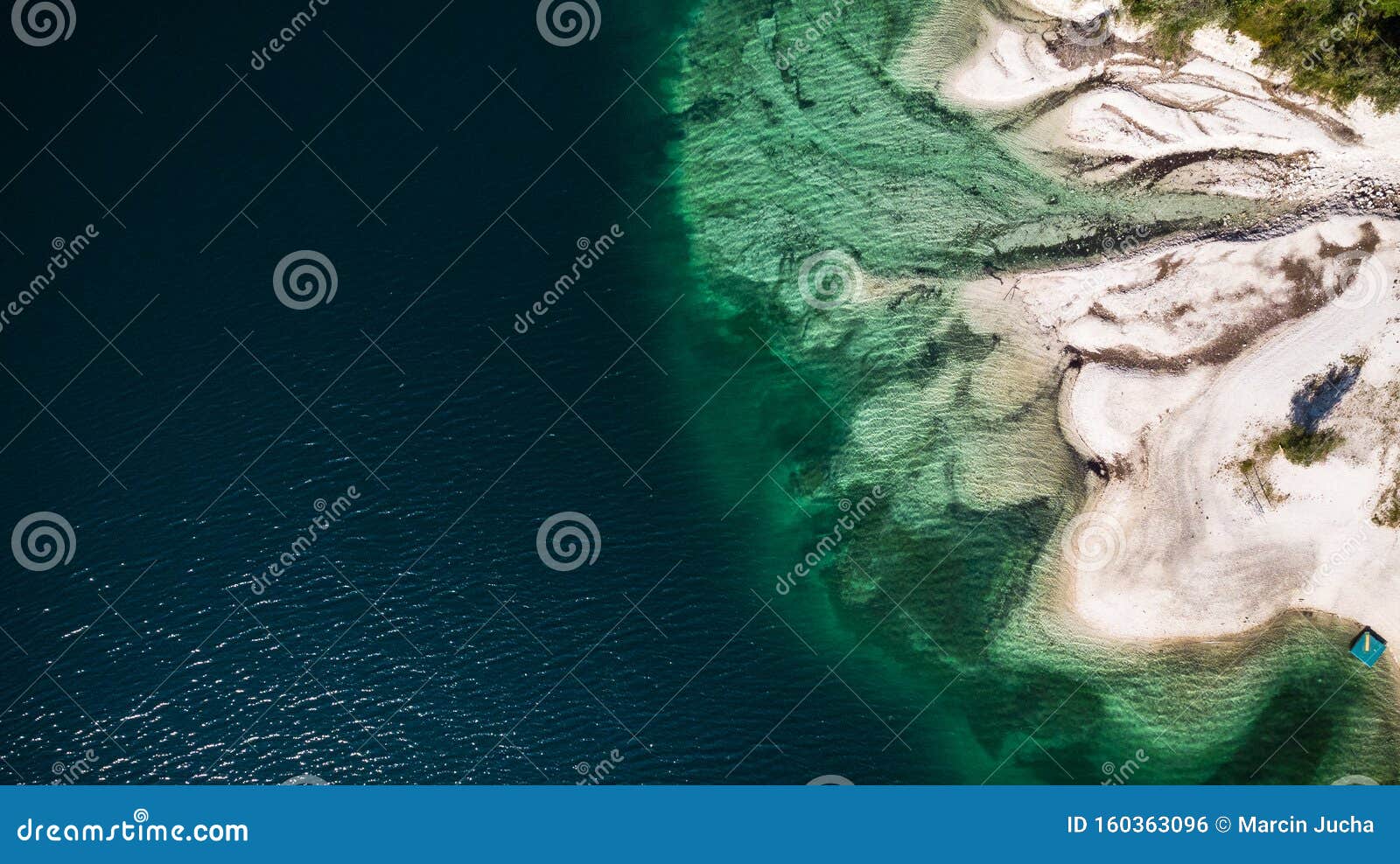 Wild River Flow into Lake. Aerial Drone Top Down View Stock Photo ...