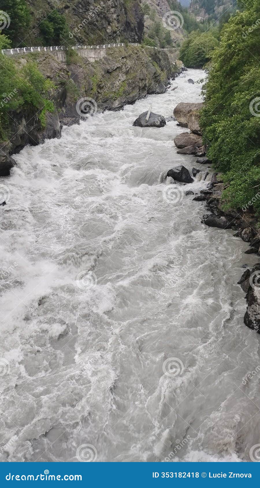 Wild River with Waterfalls in the Mountains Stock Photo - Image of ...