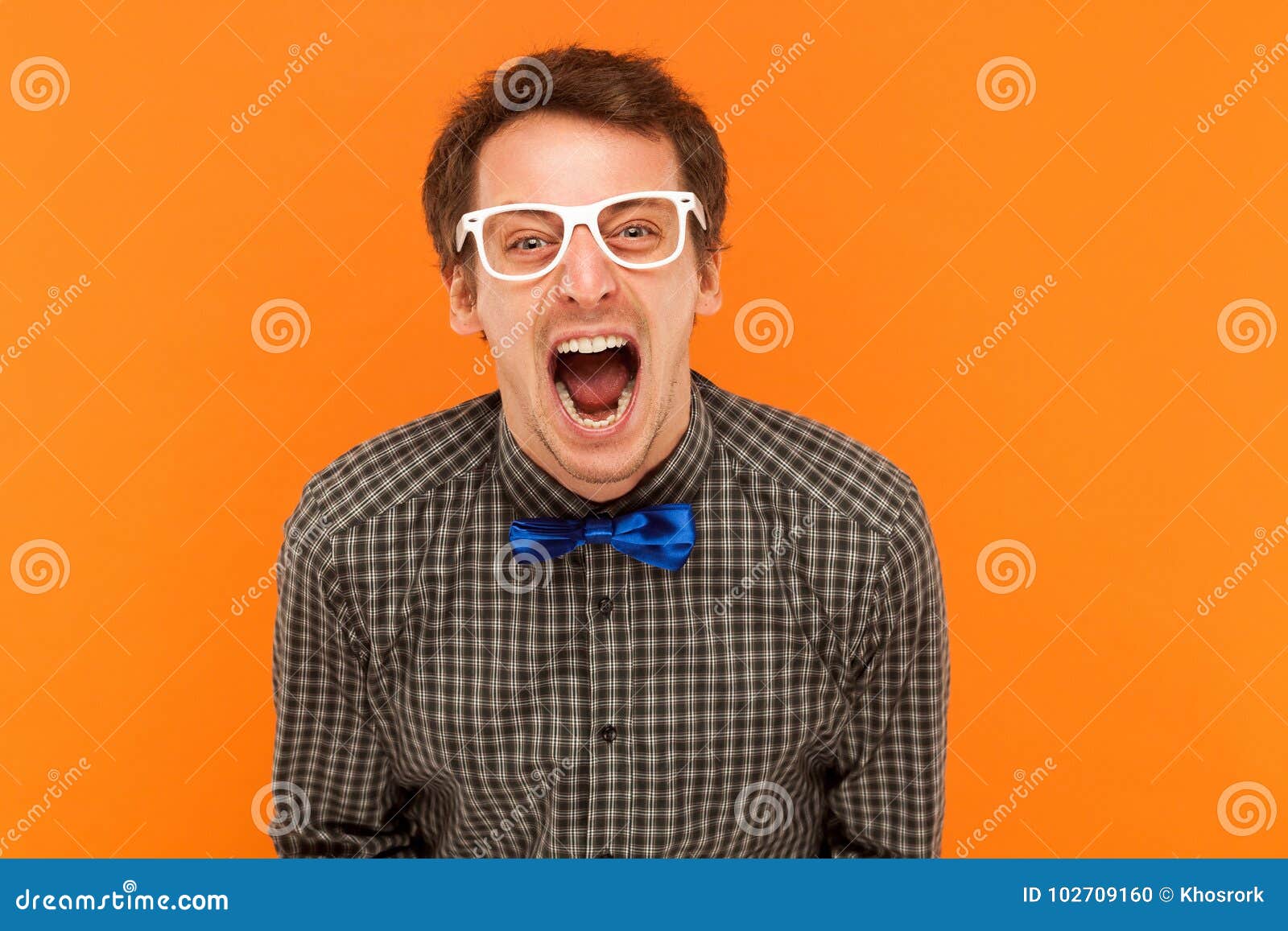 Wild Roar! Man Screaming at Camera Stock Photo - Image of crazy, casual ...