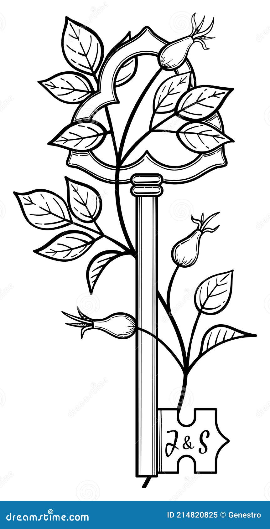 Wild Rose Wraps Around the Old Key Stock Vector - Illustration of ...