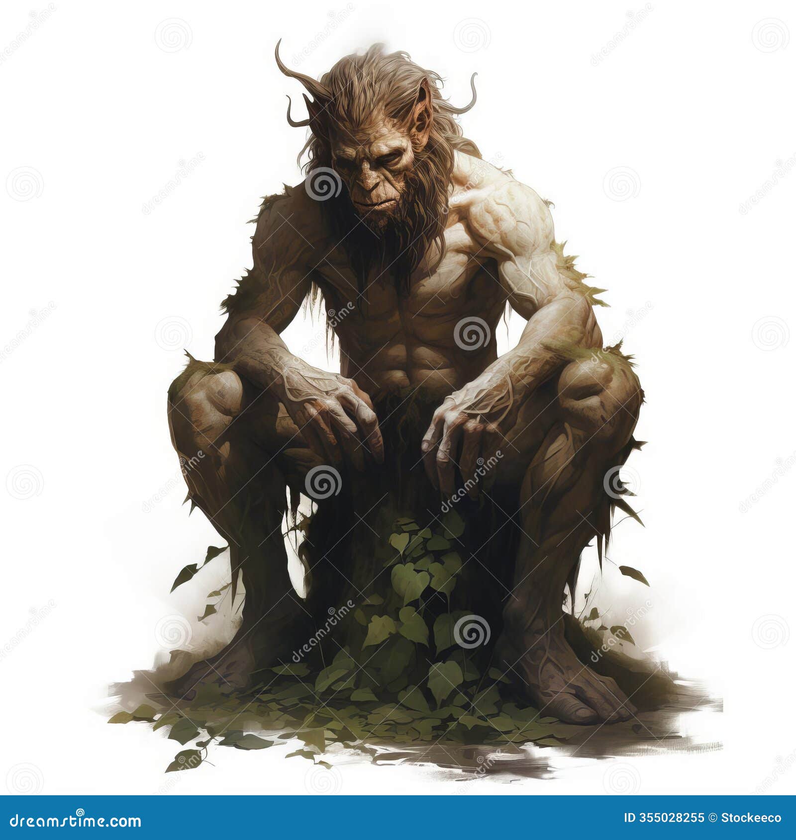 Wild Satyr in a Serene White Background Scene Stock Illustration ...