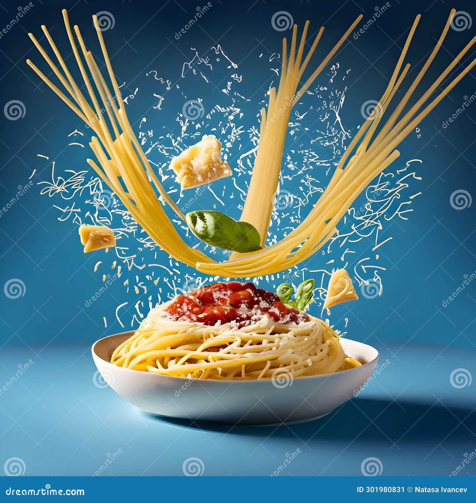 Wild Spaghetti are Flying from the Plate Stock Illustration ...