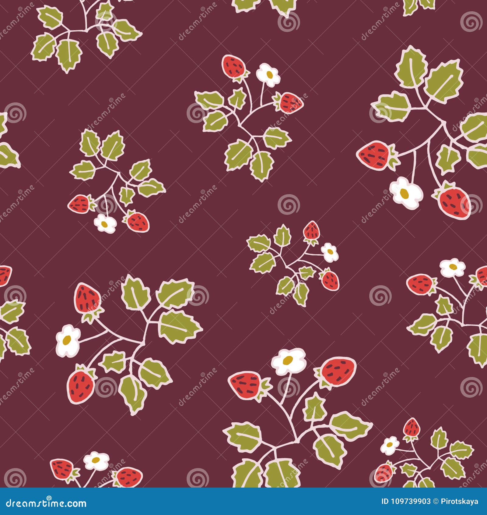 Wild Strawberry Dark Pattern Pantone Colors Stock Vector - Illustration ...