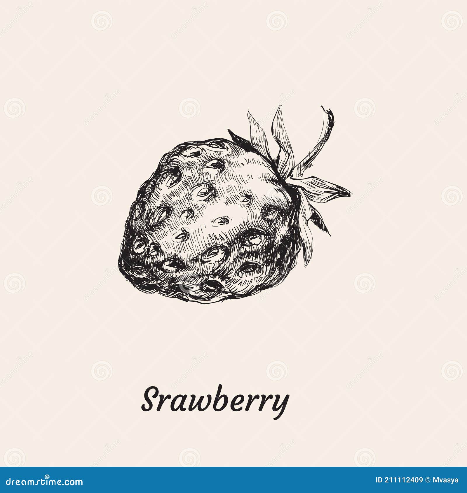 Strawberry Hand Drawing Vintage Engraving Illustration Style Cartoon ...