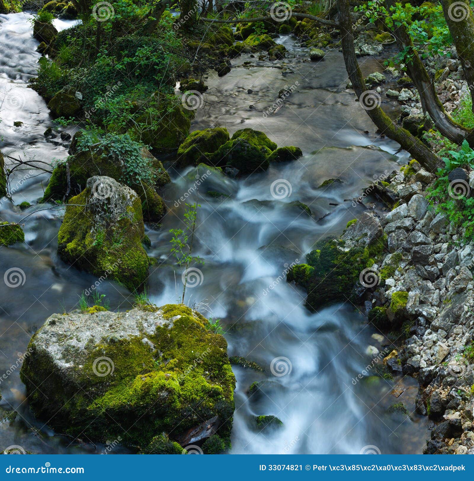 Wild Stream with Green Stones Stock Image - Image of nature, creek ...