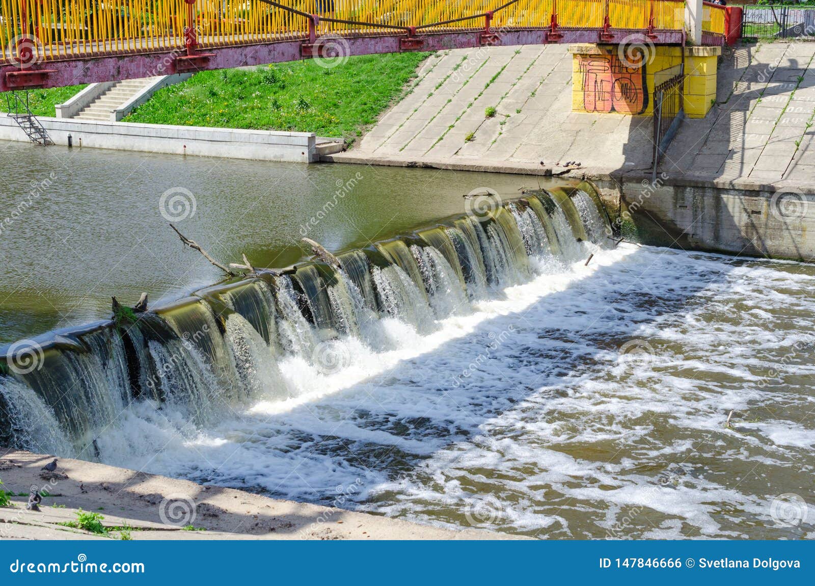 Wild Swirling Water Released from City Dam Stock Photo - Image of ...