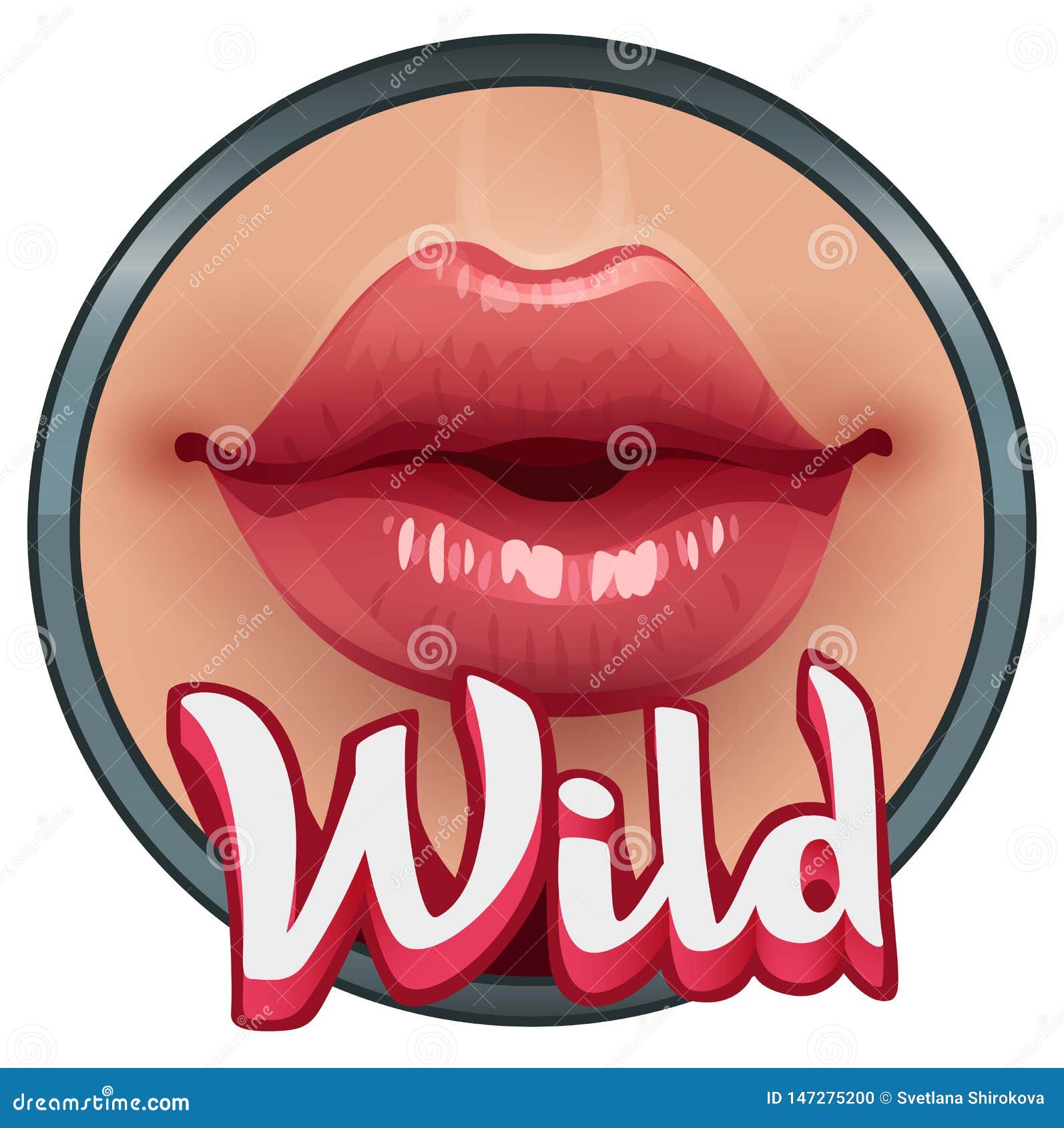 Wild Symbol for Slot Game with Lips Stock Vector - Illustration of ...