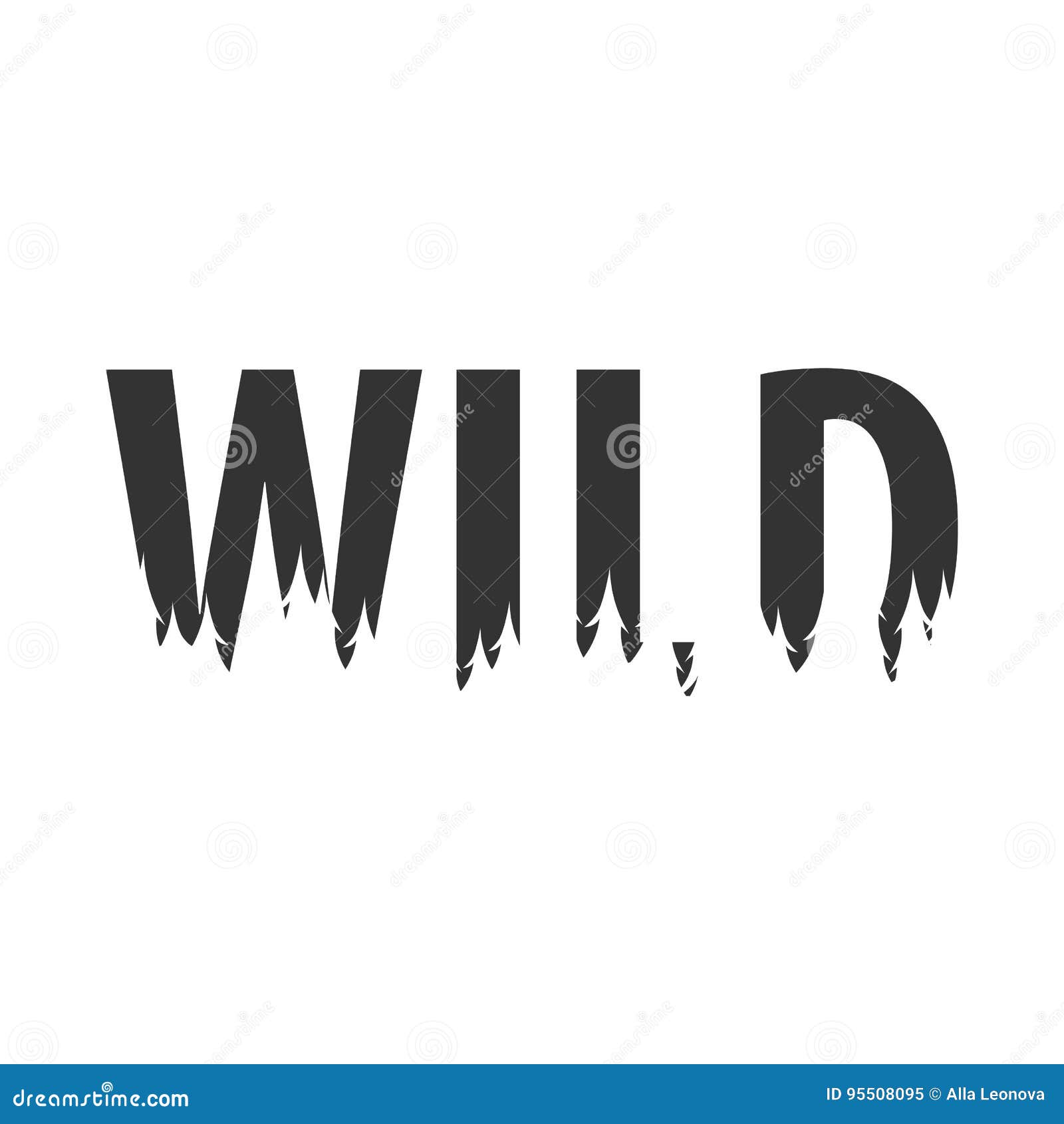 Wild. Text or Labels with Silhouette of Forest. Stock Illustration ...