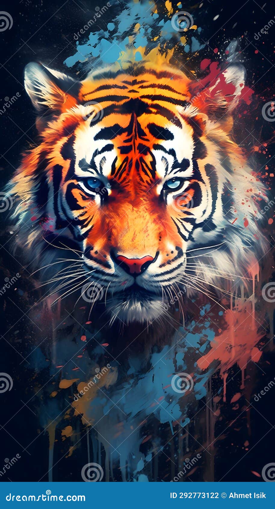 Tiger Digital Art stock illustration. Illustration of cool - 292773122