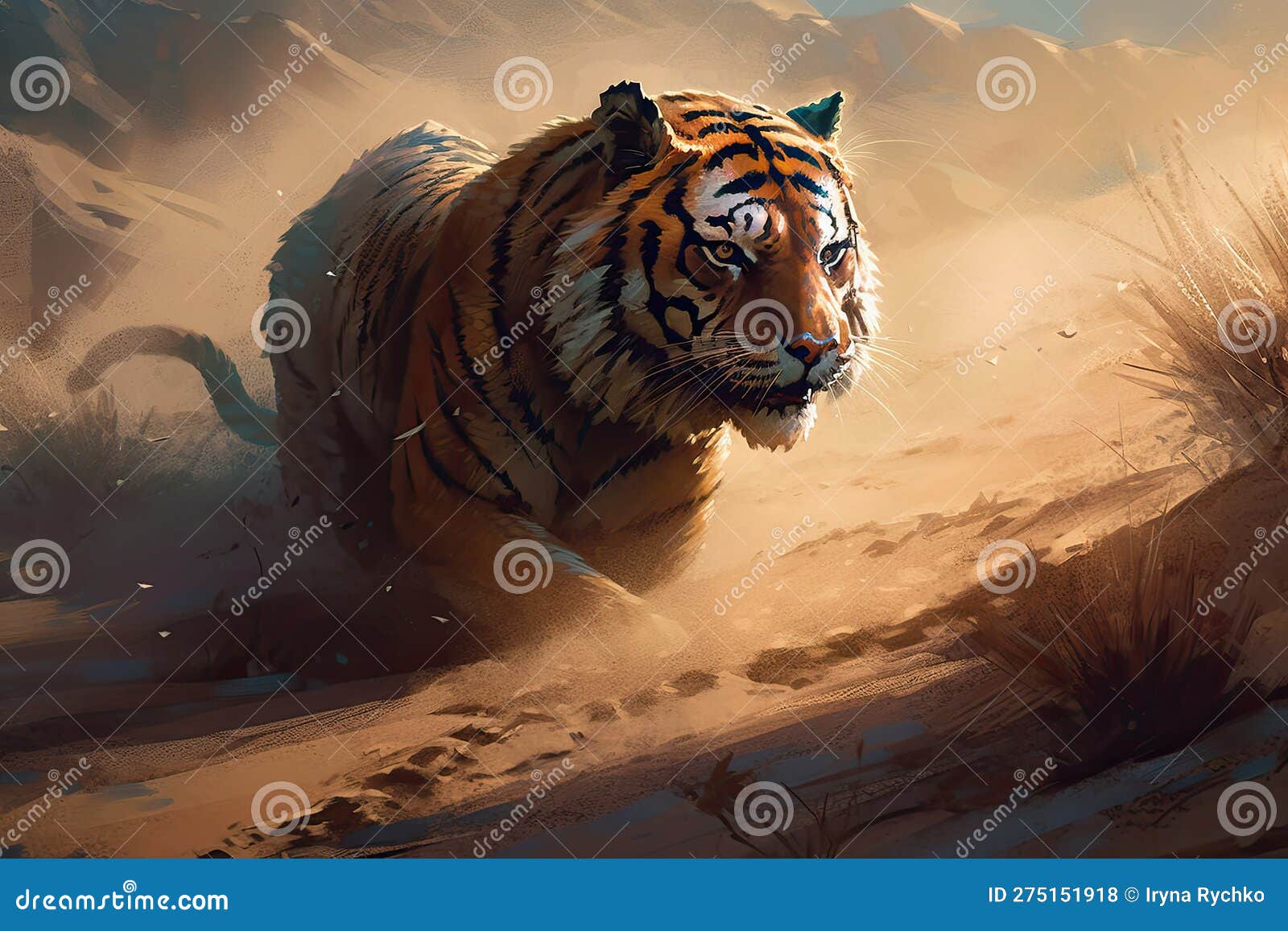 Wild Tigers in the Desert. AI Generated Stock Illustration ...