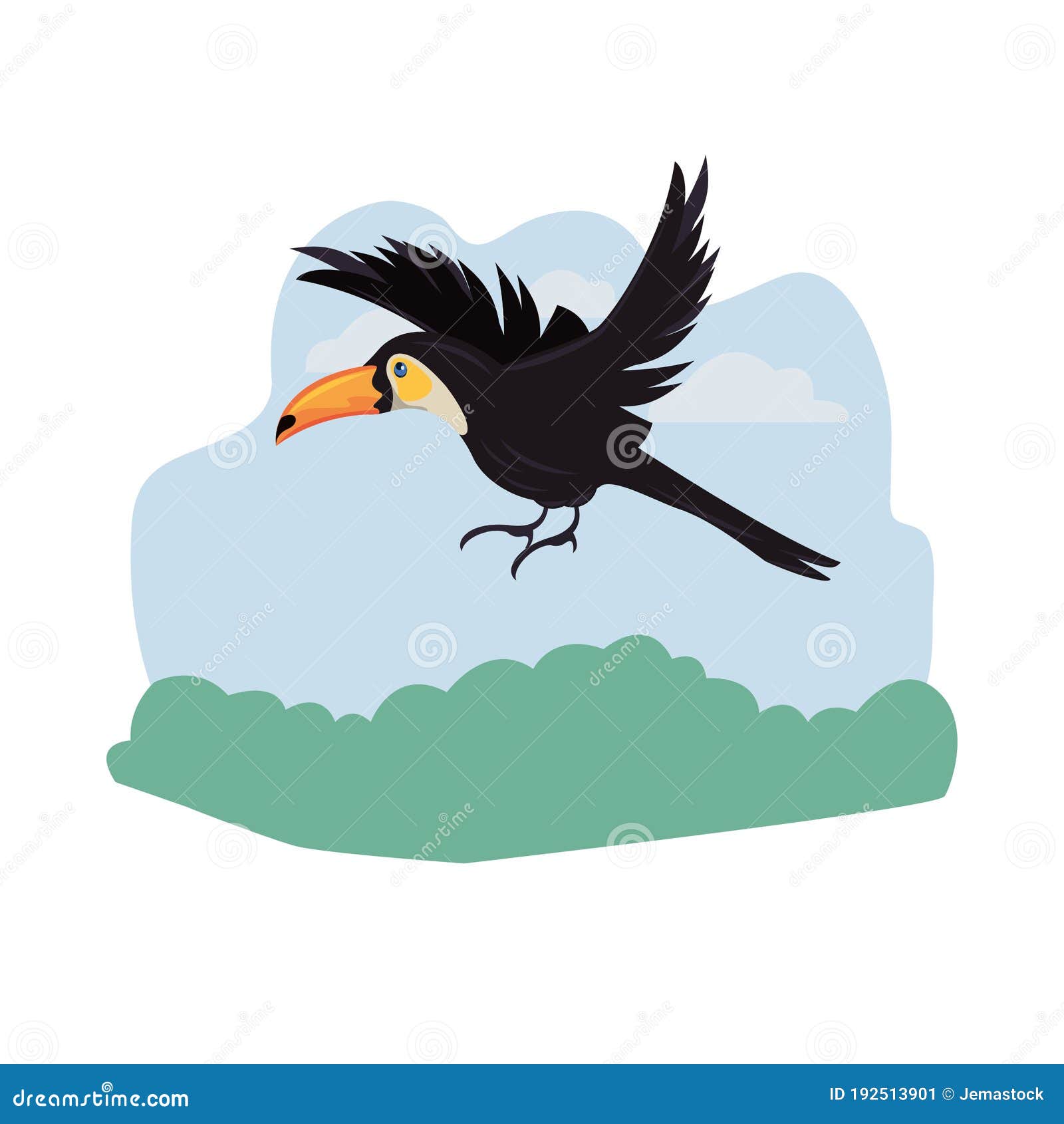 Wild Toucan Bird Animal Flying Stock Vector - Illustration of jungle ...