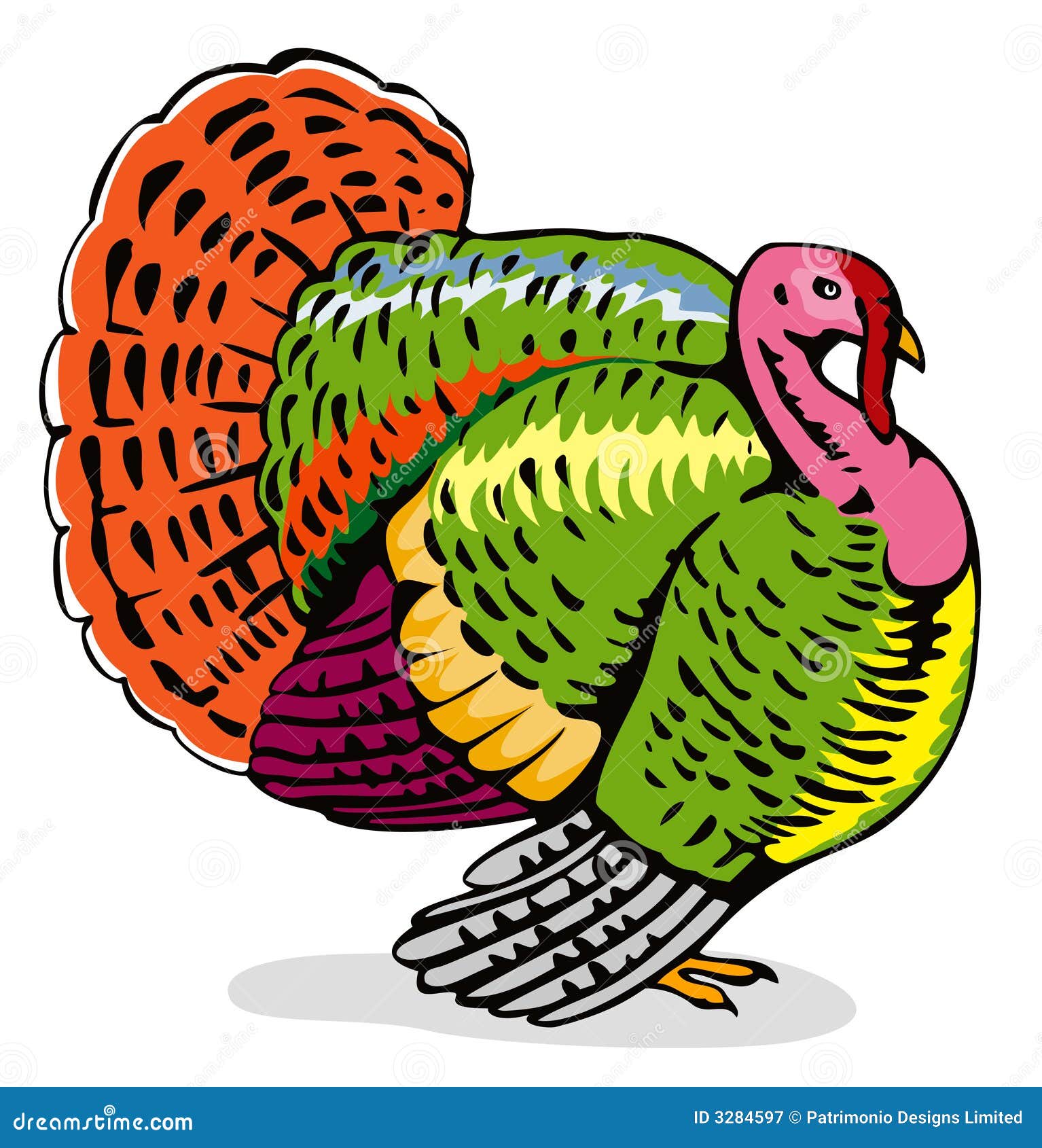 Wild Turkey Animal Wear Hat, Happy Thanksgiving Day Concept In Cartoon ...