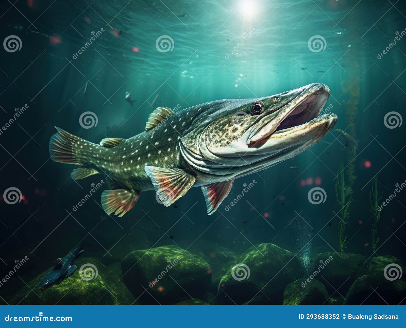 Ai Generated Illustration Wildlife Concept of Wild Underwater Pike ...